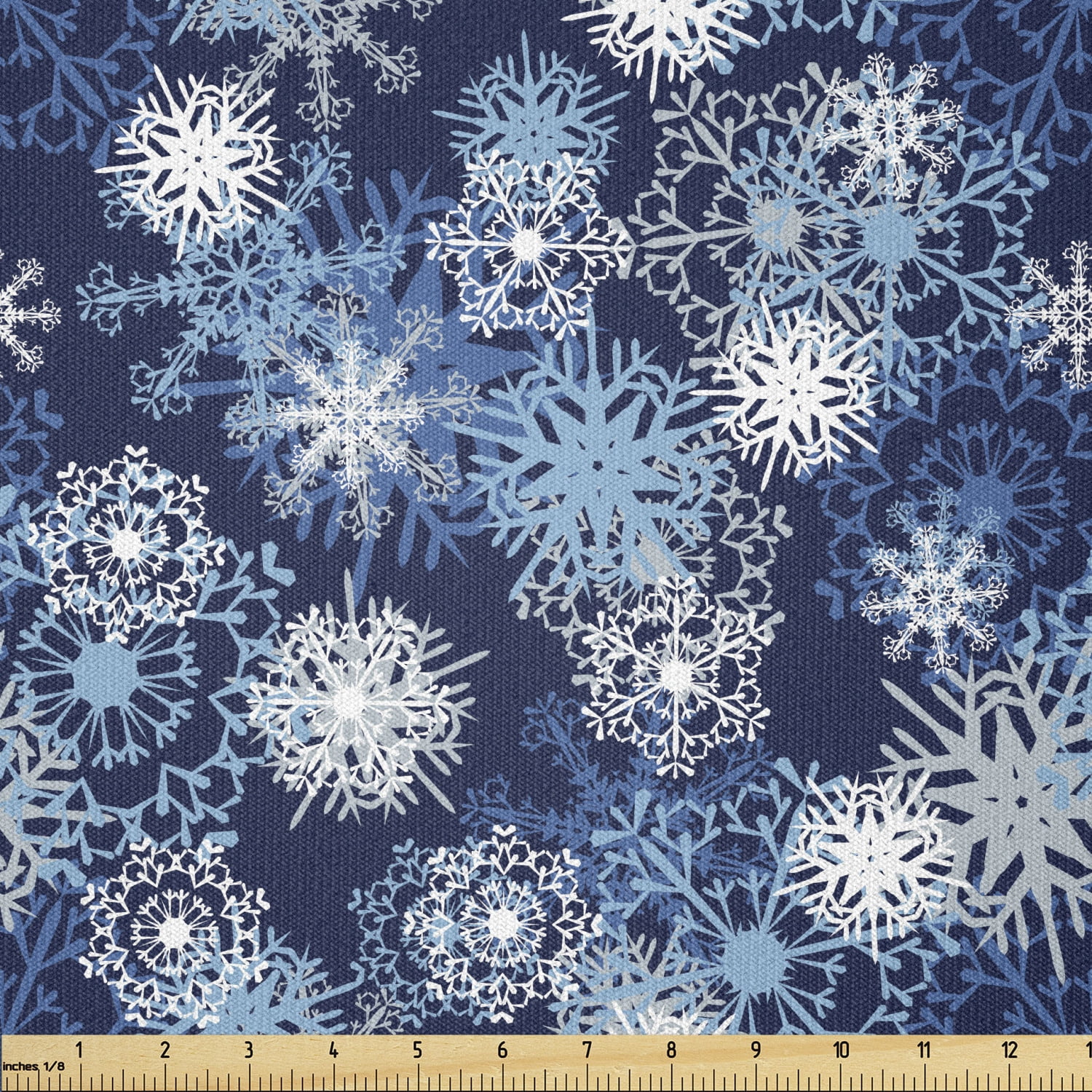 Winter Fabric by The Yard, Various Different Ornate Snowflakes Blizzard ...