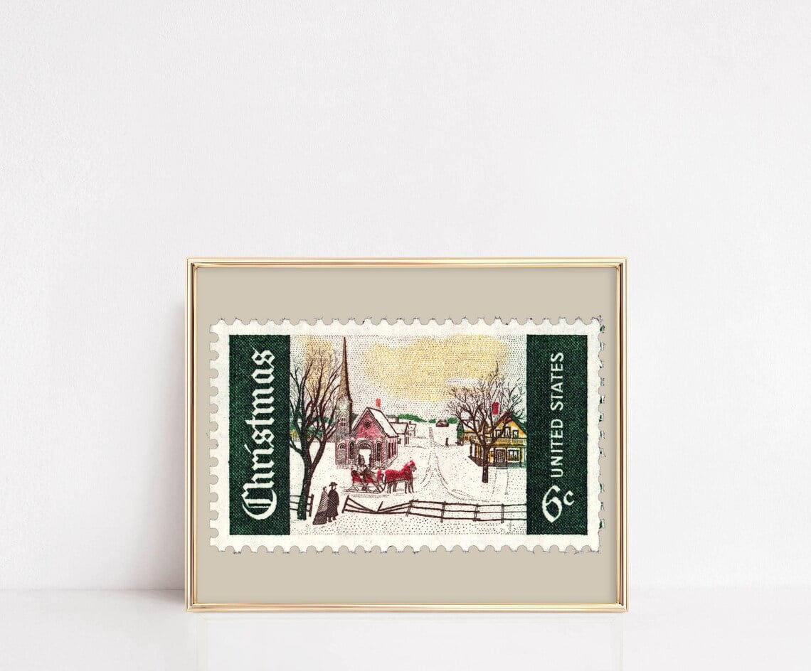 Winter Farmhouse Poster Art, Vintage Rustic Wall Decor, Unframed Canvas ...