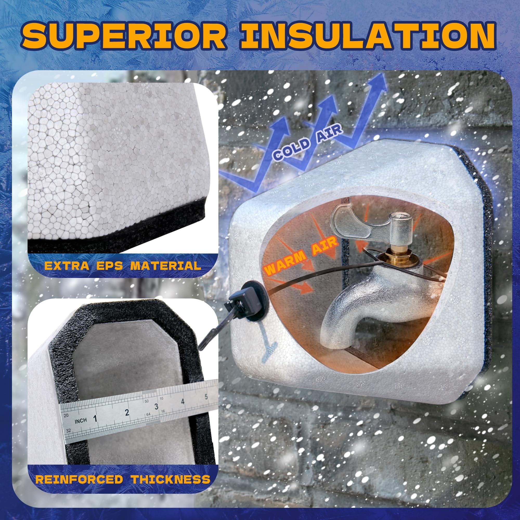 Winter Faucet Frost Protection Covers, Outdoor Foam Insulated Heat ...
