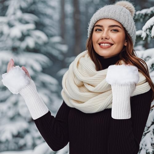 Winter Faux Fur Fingerless Gloves Faux Fur Half Finger Warmers ...
