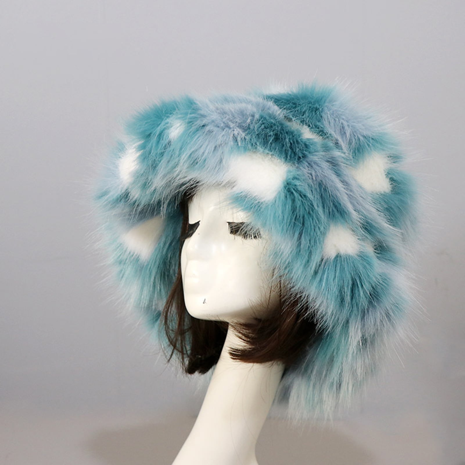 Winter Faux Fur Furry Bucket Hat Fluffy Fuzzy Warm Hat Plush Fisherman ...