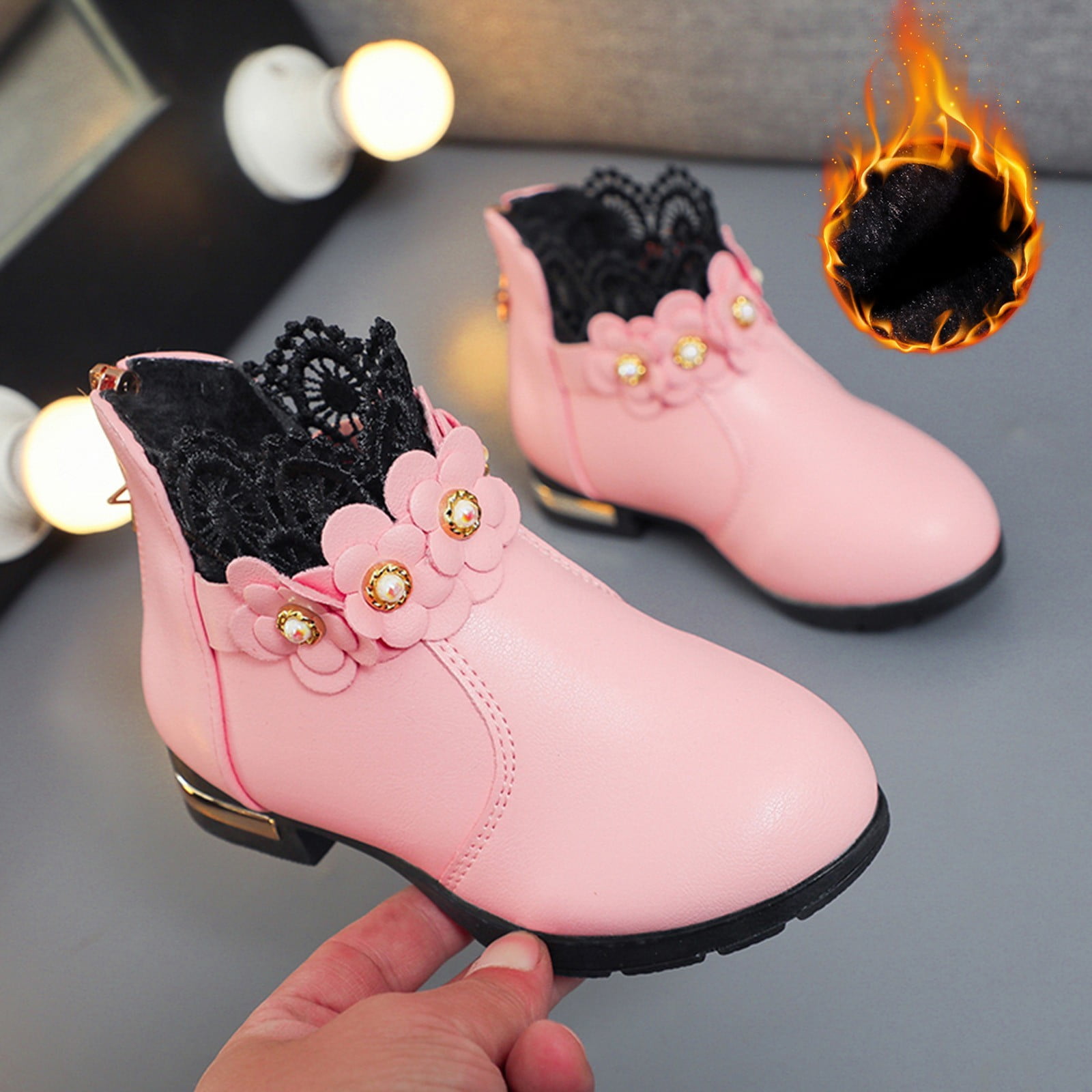 Winter Faux Leather Long Sleeve Girls Boots for Pink Little/big Kids ...