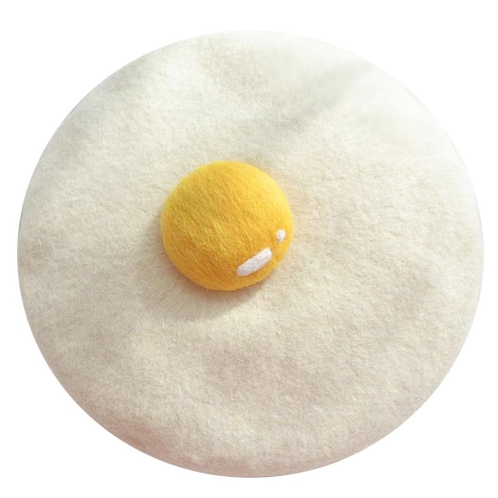Winter Faux Wool Beret Cap Kawaii Cute Poached Egg Vintage Painter ...