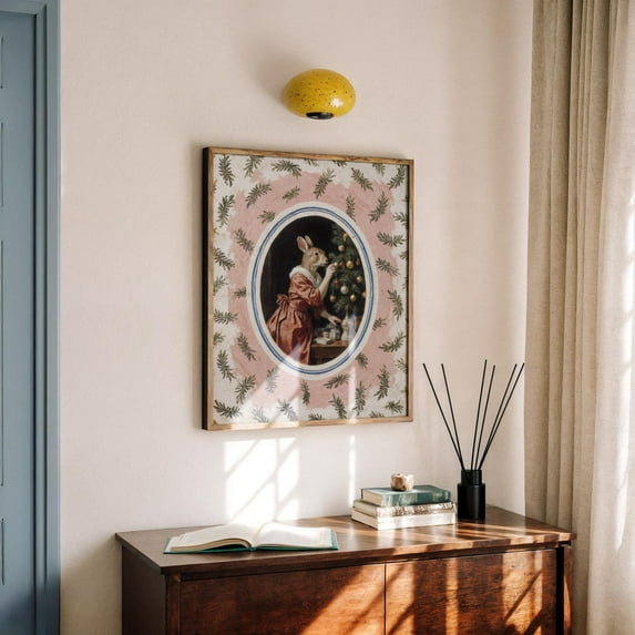 Winter Festive Poster Vintage Anthropomorphic Rabbit Winter Festive ...