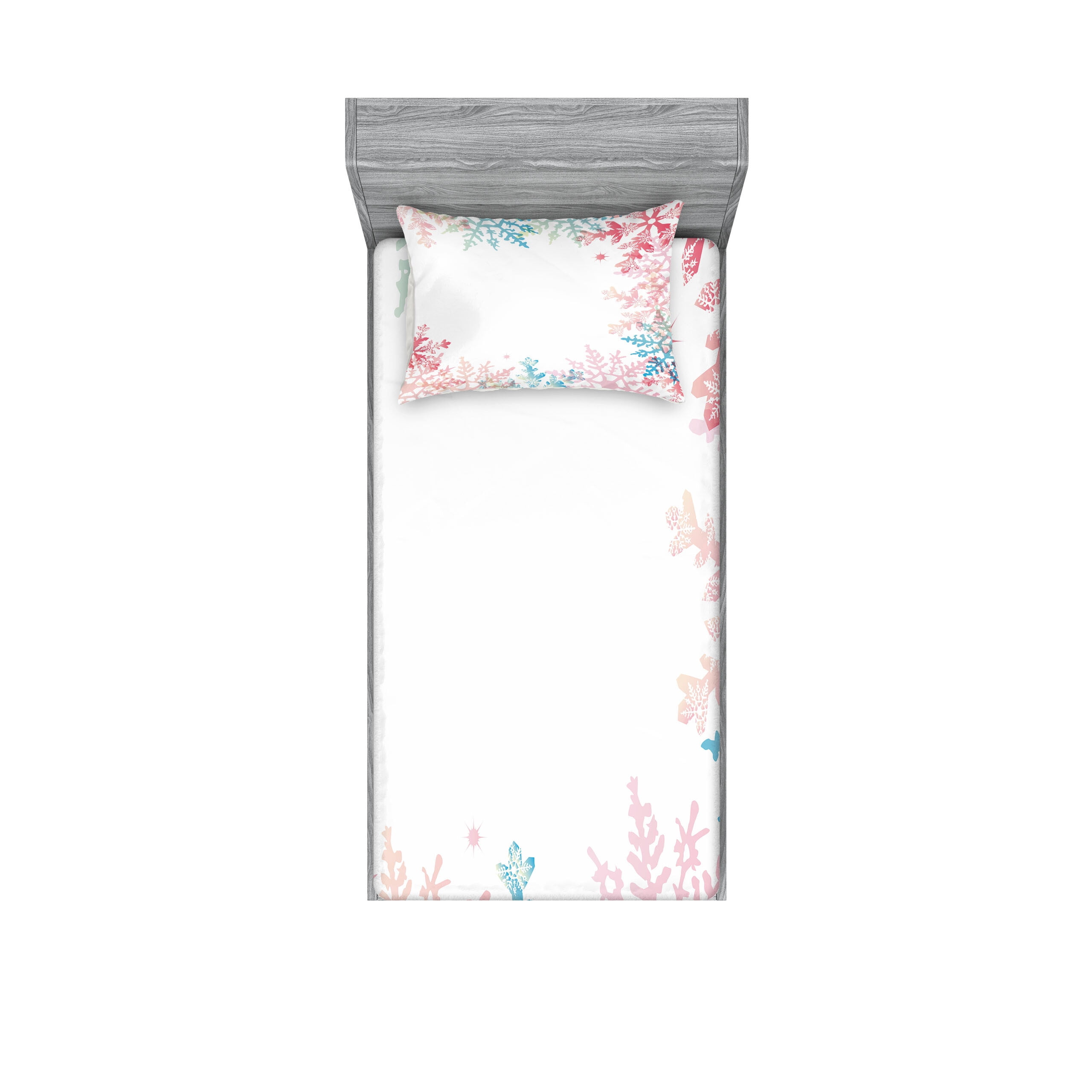 Winter Fitted Sheet & Pillow Sham Set, Abstract Winter Inspired ...