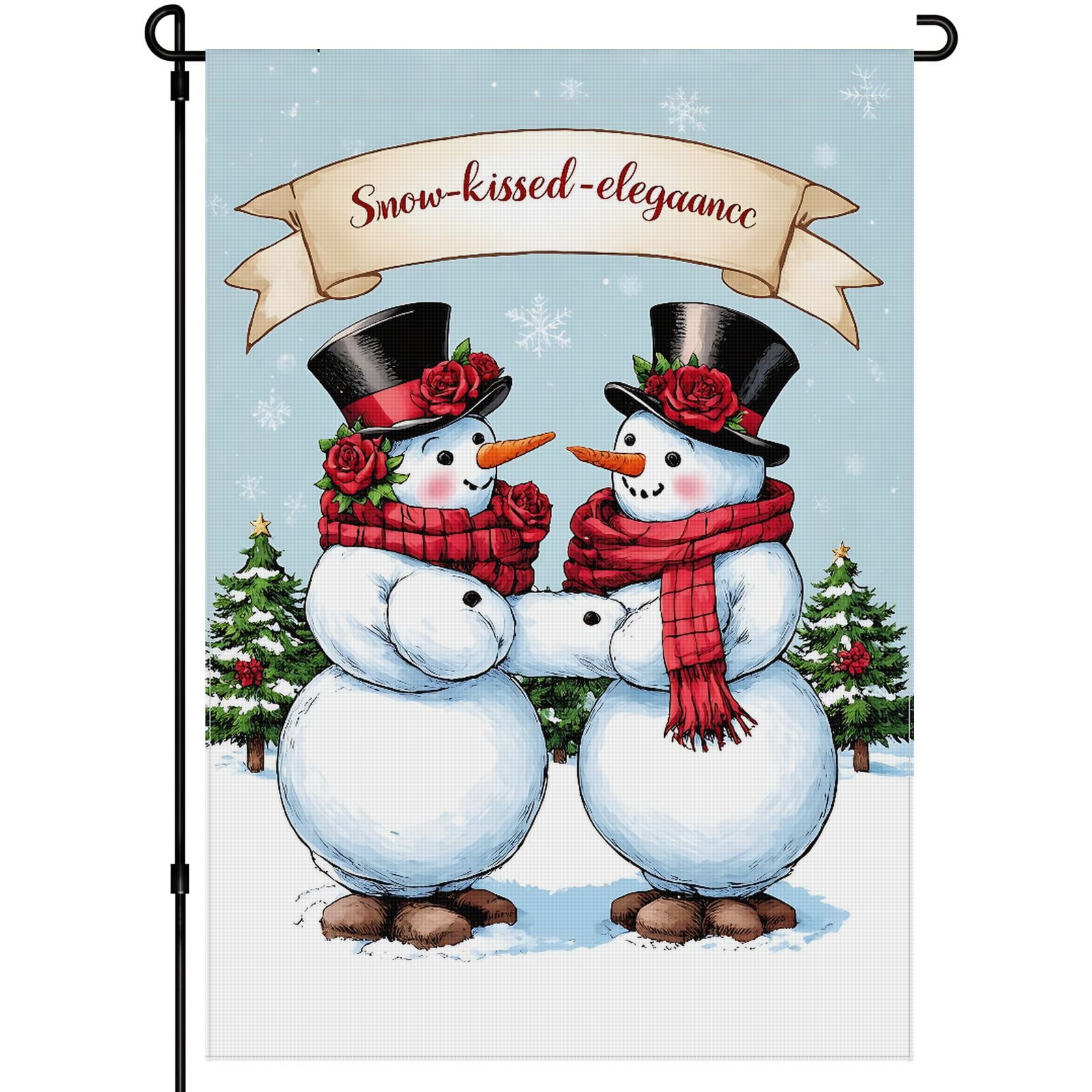 Winter Flags Double Colored Snowmen Cute Cartoon Animated Decoration ...