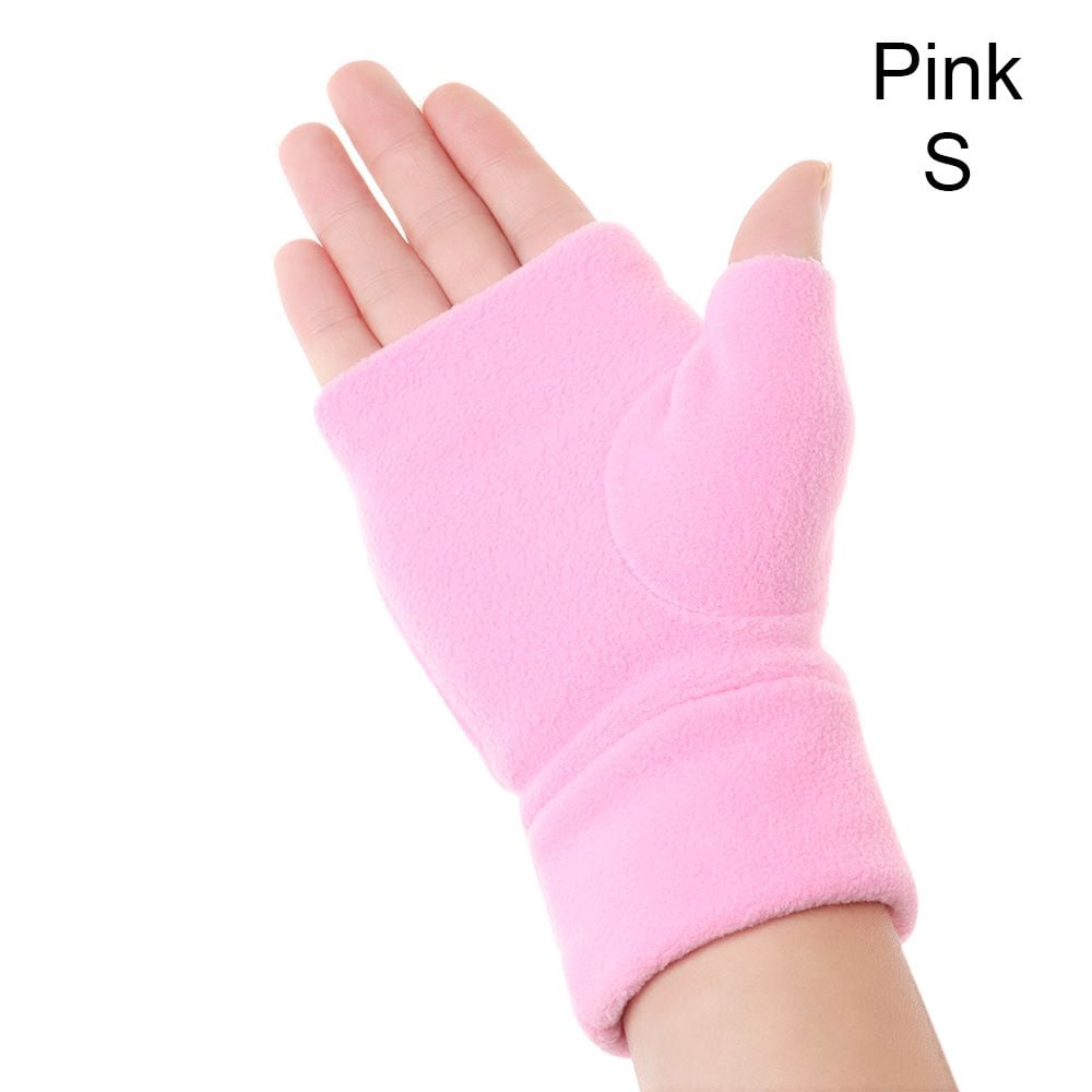 Winter Fleece Windproof Running Fitness Gloves Fingerless Gloves ...