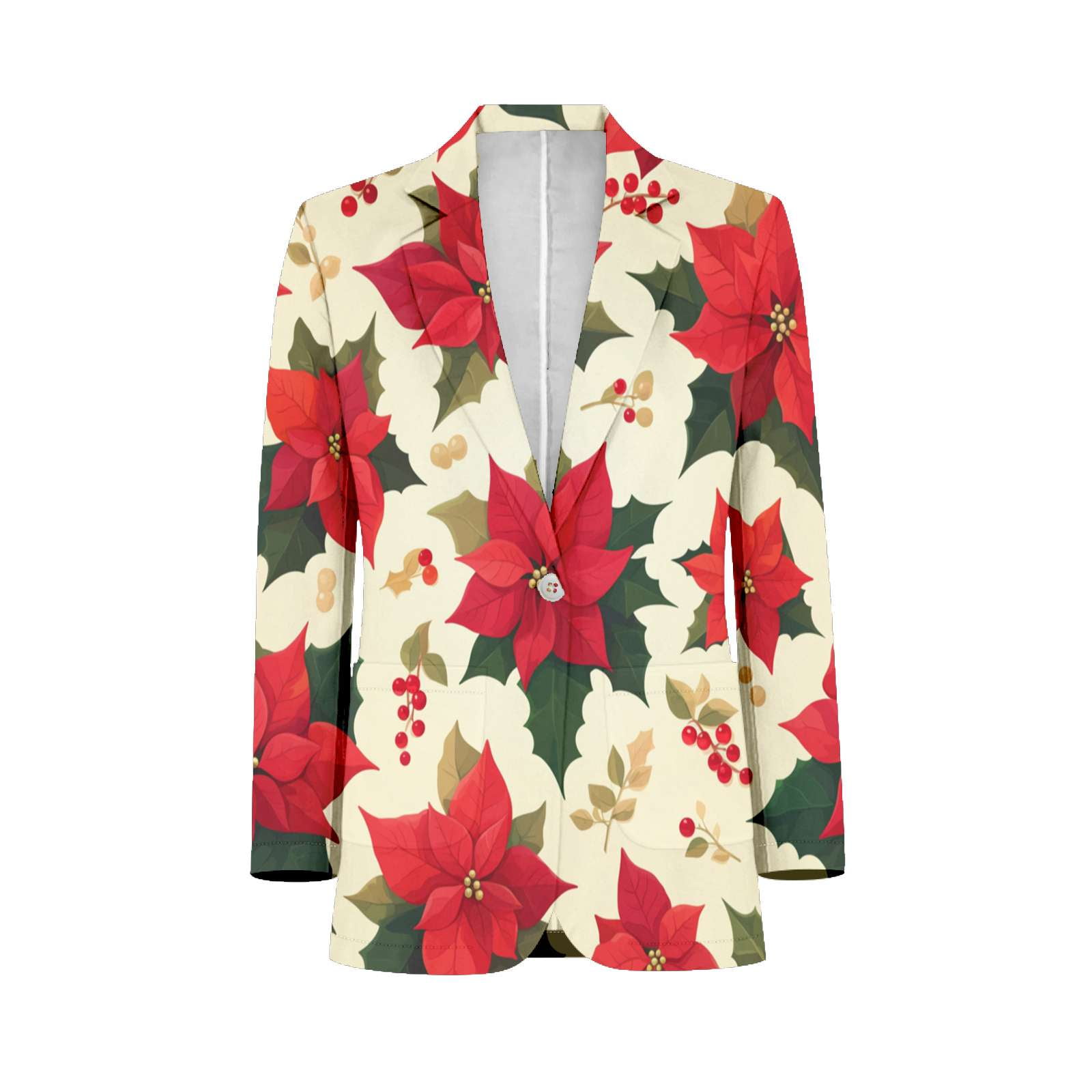 Winter Flower, Poinsettia, Rowan Tree Mens Suits Shawl Collar Slim Fit ...