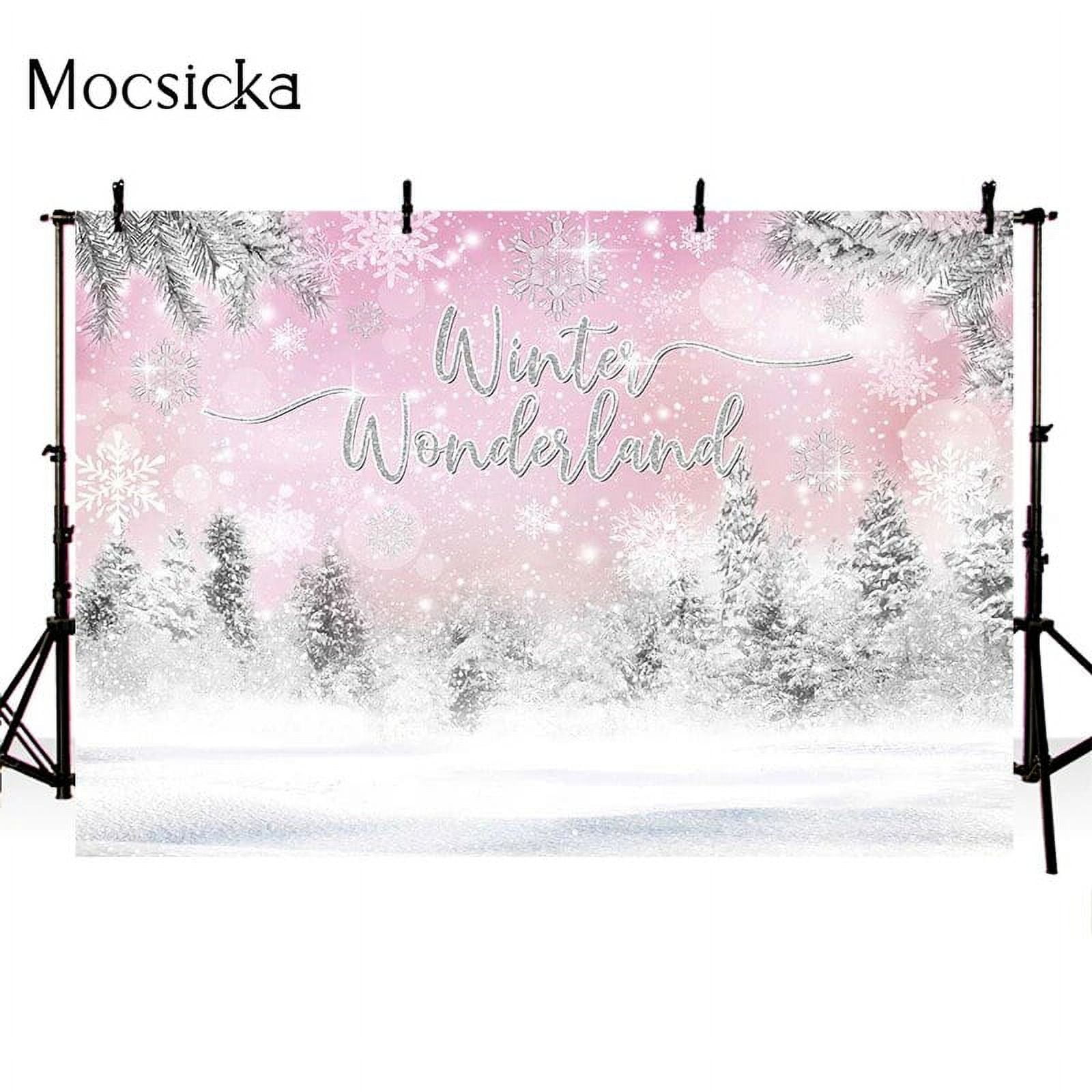 Winter Forest Background Photography Sparkling Snowflakes Pine Tree ...