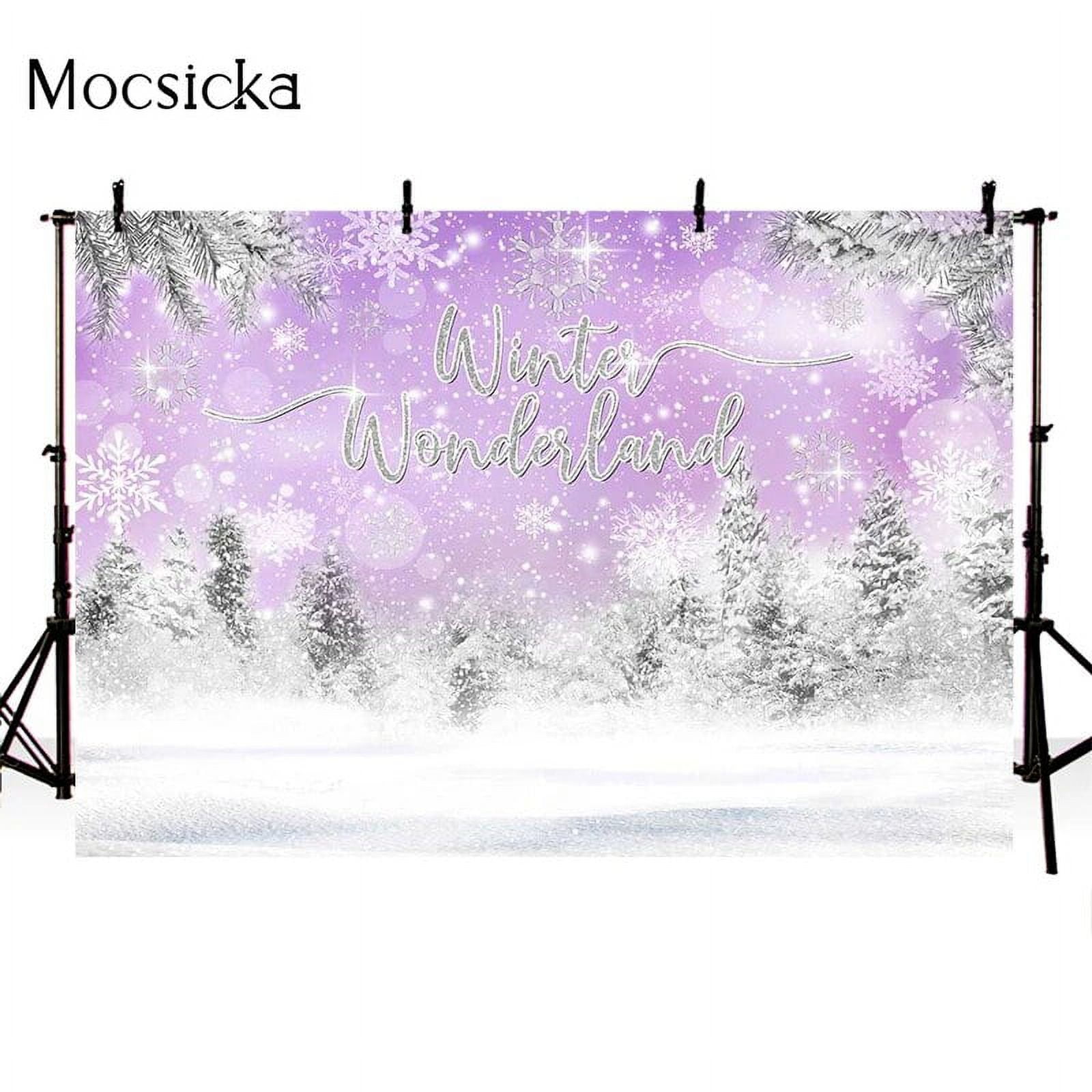 Winter Forest Background Photography Sparkling Snowflakes Pine Tree ...