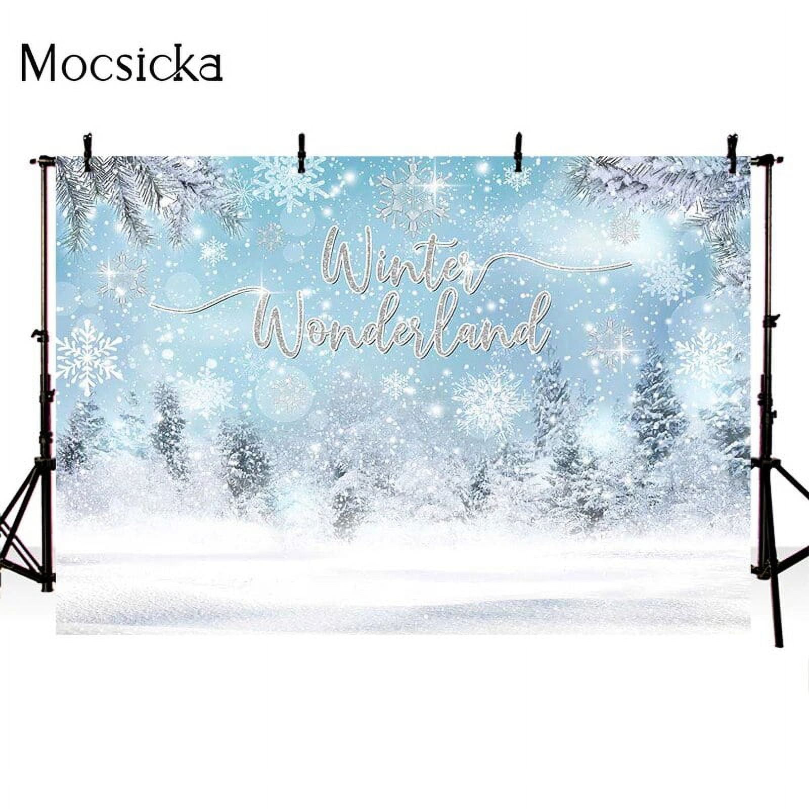 Winter Forest Background Photography Sparkling Snowflakes Pine Tree ...