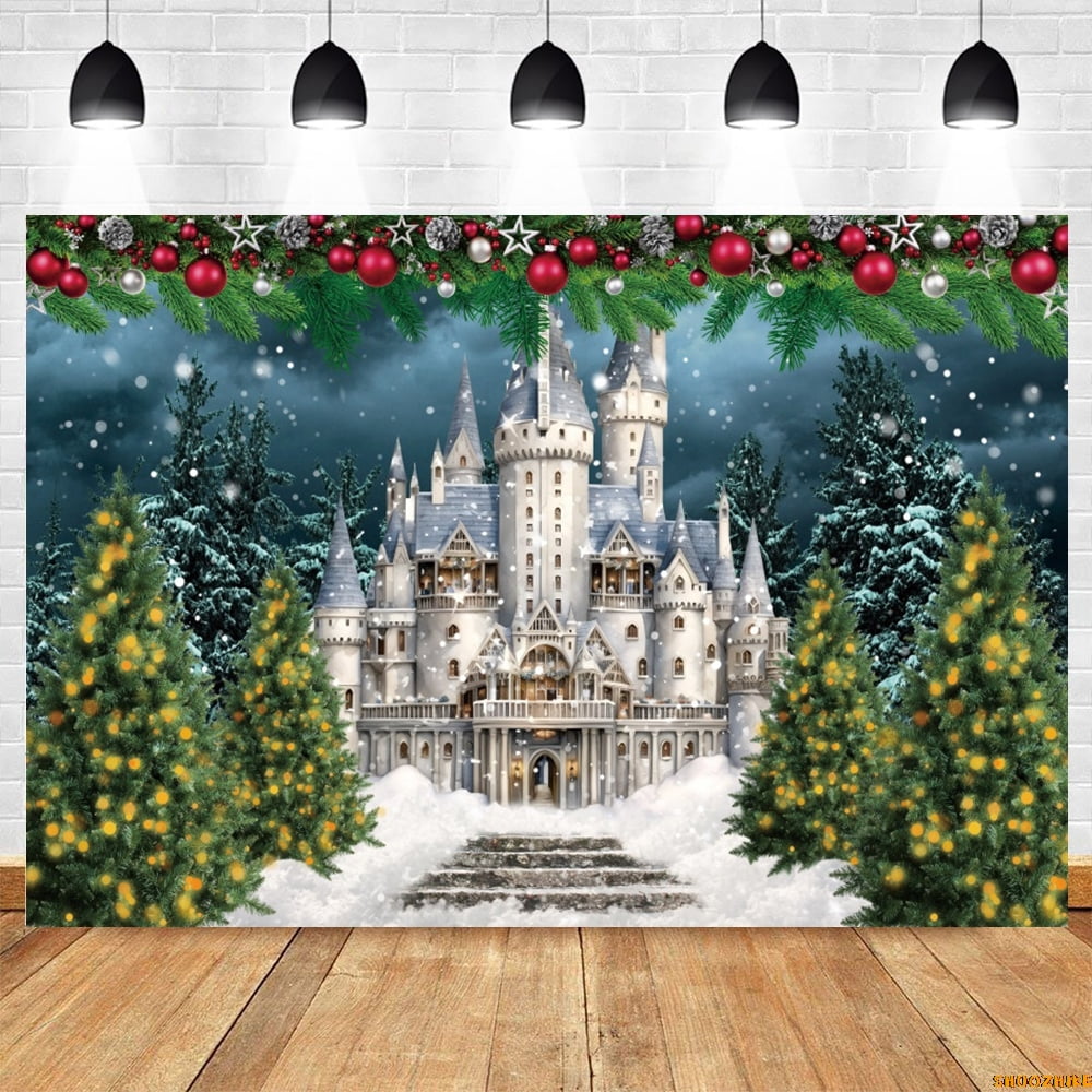 Winter Forest Glitter Lights Pine Tree Backdrop Outdoor Snow Sce Kid ...