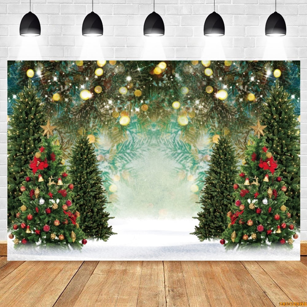 Winter Forest Glitter Lights Pine Tree Backdrop Outdoor Snow Sce Kid ...