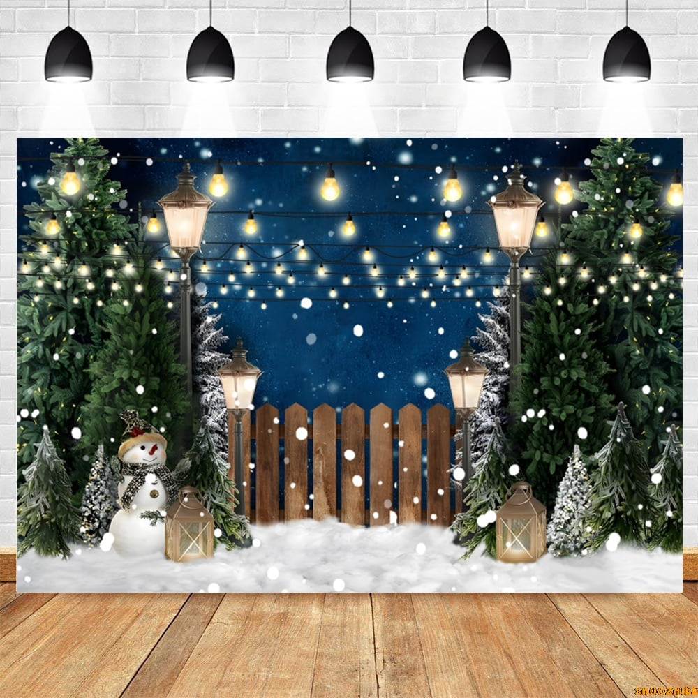 Winter Forest Glitter Lights Pine Tree Backdrop Outdoor Snow Sce Kid ...