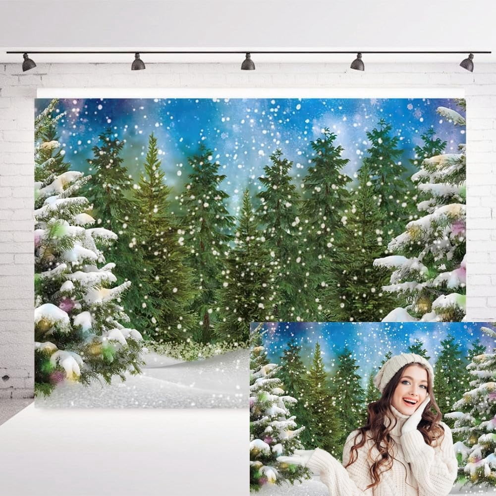 Winter Forest Landscape Backdrop Pine Tree Natural Scene for Newborn ...