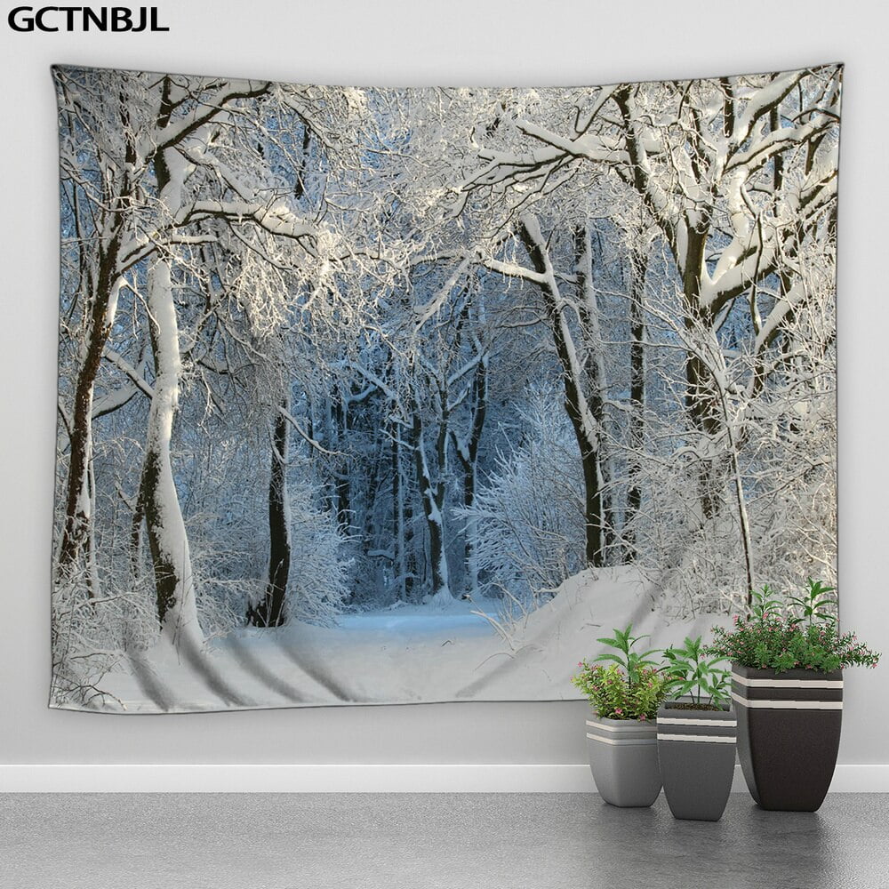 Winter Forest Landscape Big Tapestry Beautiful Scenery Hippie Wall ...