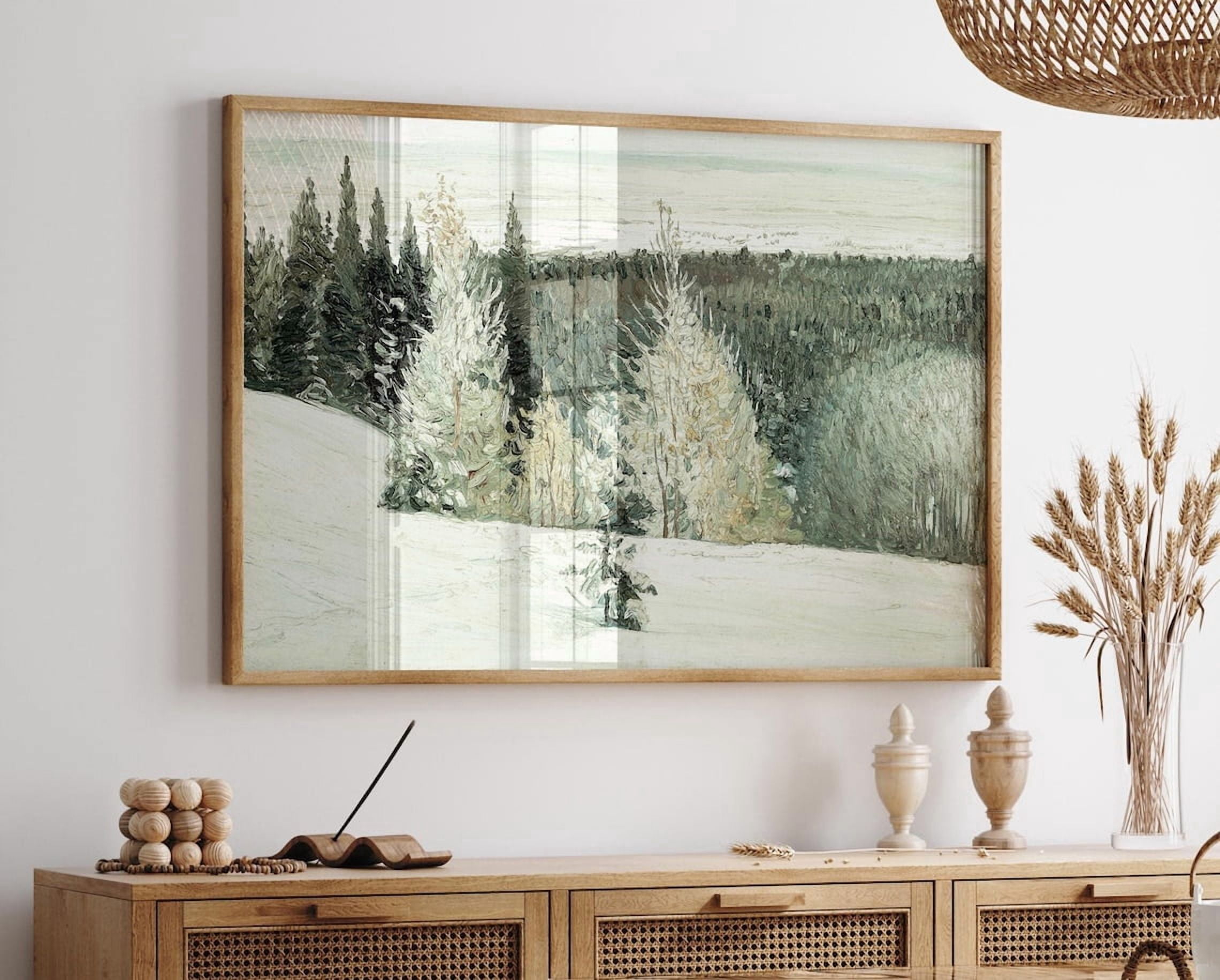 Winter Forest Landscape Poster Snowy Pine Trees RusticDecor Poster ...