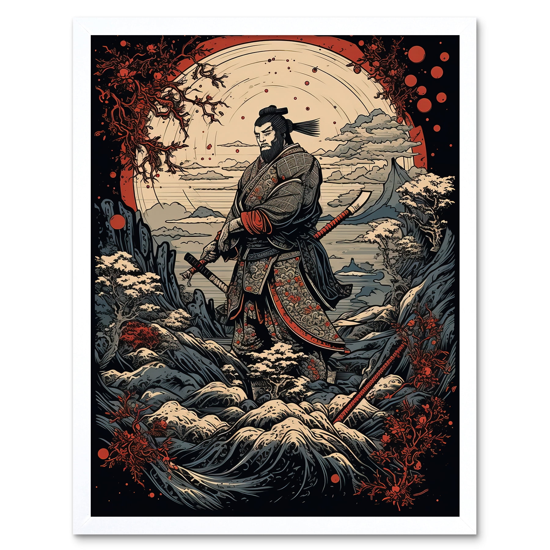 Winter Forest Landscape Samurai Master Rockabilly Americana 50s Art ...