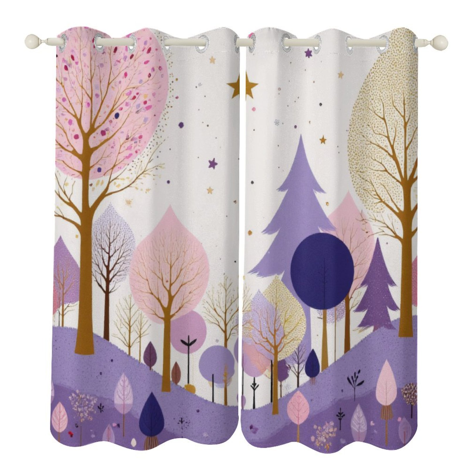 Winter Forest Night Scene 2 Panels Curtains for Bedroom Living Room ...