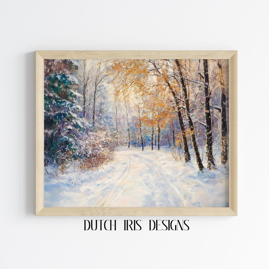 Winter Forest Path With Fresh Snow, Rustic Winter Landscape Art ...