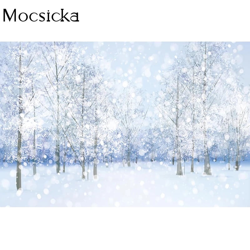 Winter Forest Photo Background Snow Scene Photo Christmas Tree Photography Backdrop Studio ...