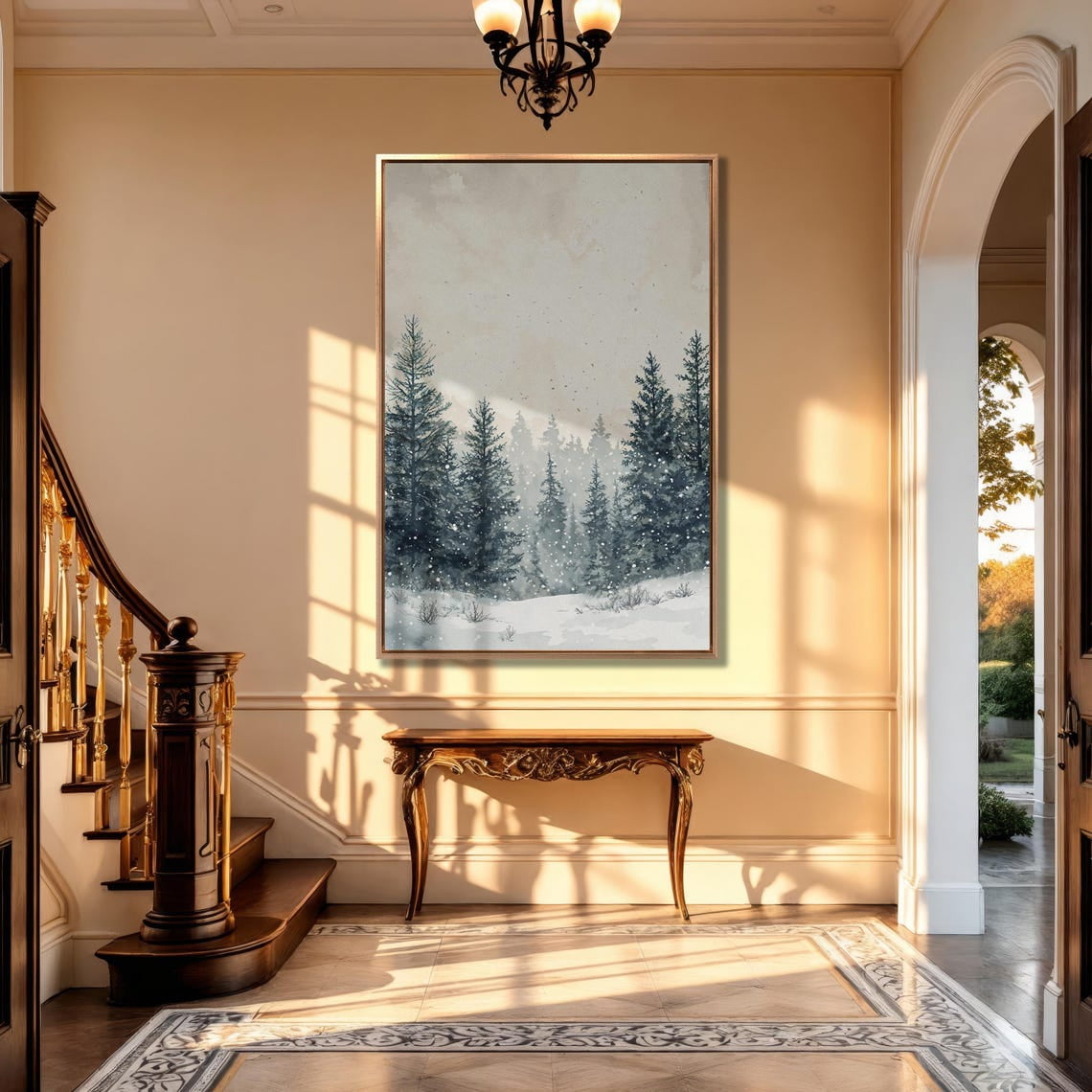 Winter Forest Poster, Minimalist Snow Landscape, Ready To Hang Home ...