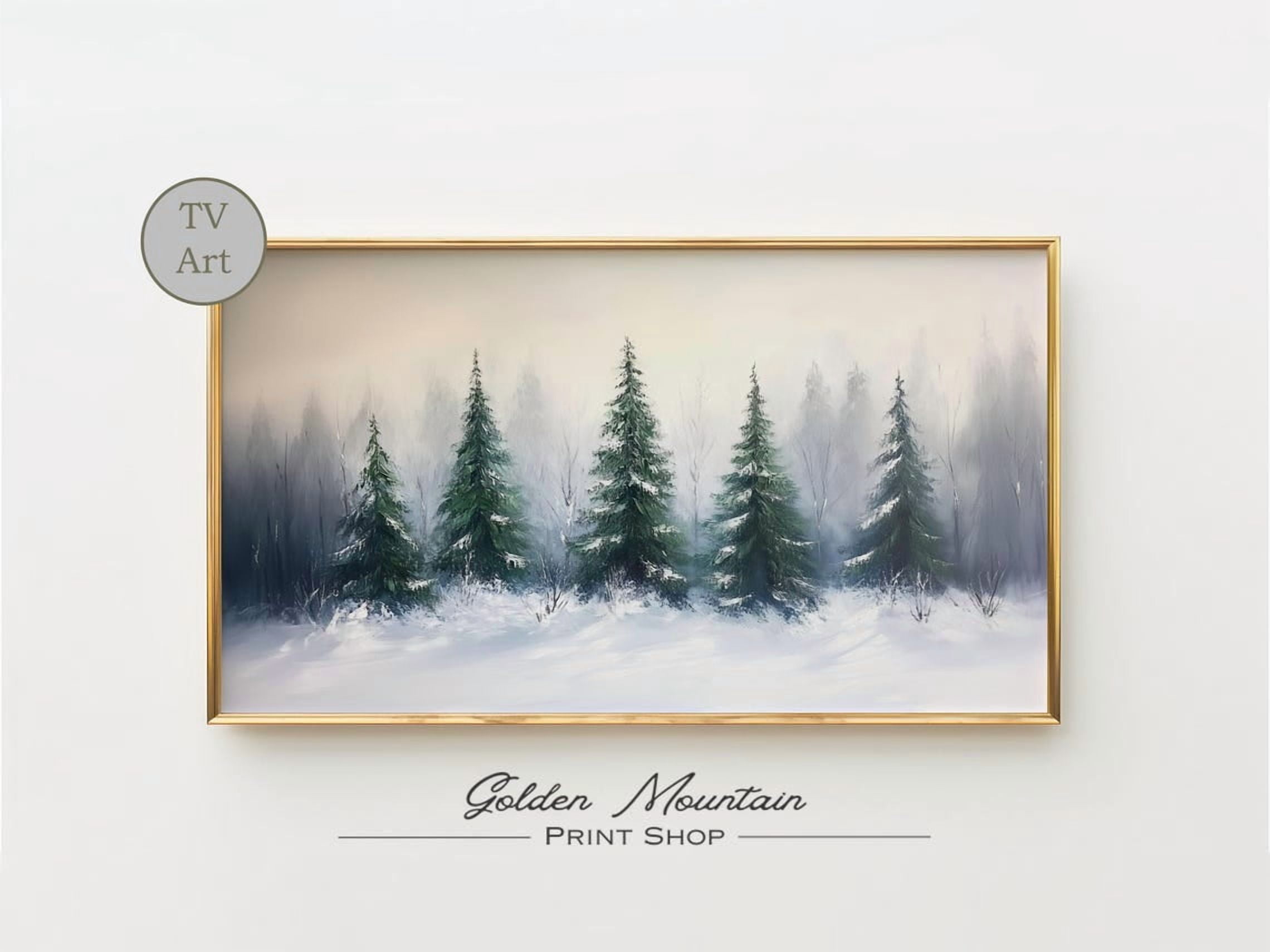 Winter Forest, Rustic Winter Decor, Light Winter Snowy Pine Trees ...