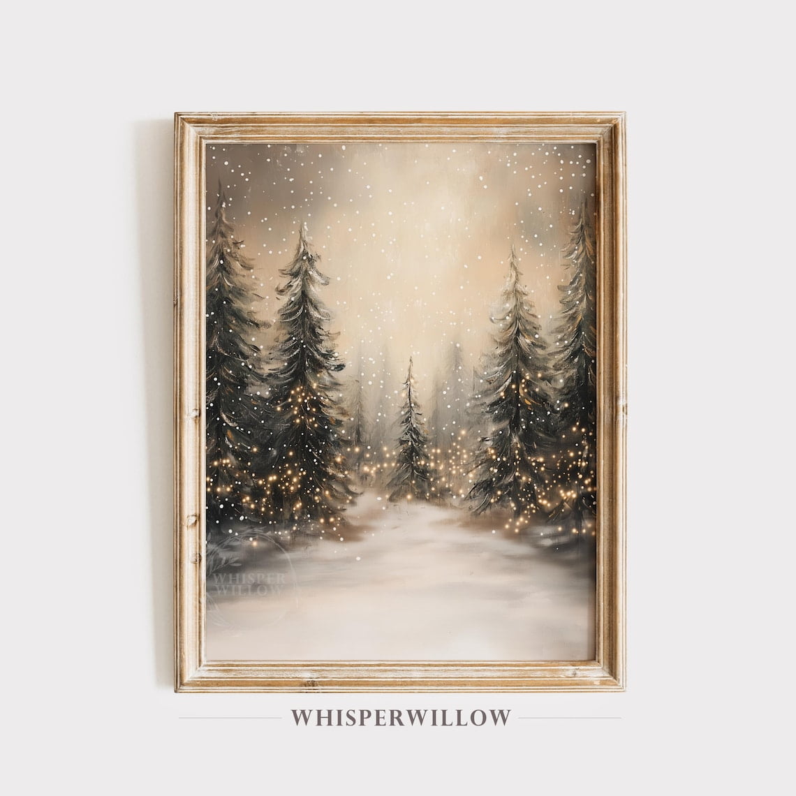 Winter Forest Snow Scene, Able Wall Art, Festive Winter Tree Lights ...