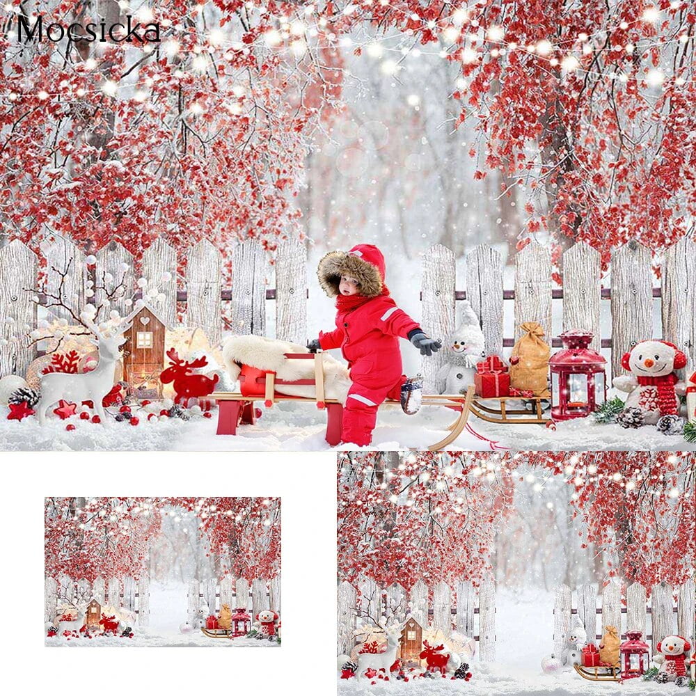 Winter Forest Snowflakes Backdrop Christmas Toy Snowman Gift Decor ...