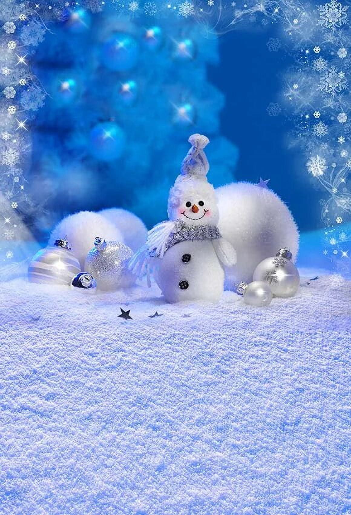 Winter Forest Snowman Background Photography Christmas Tree Snowflakes ...