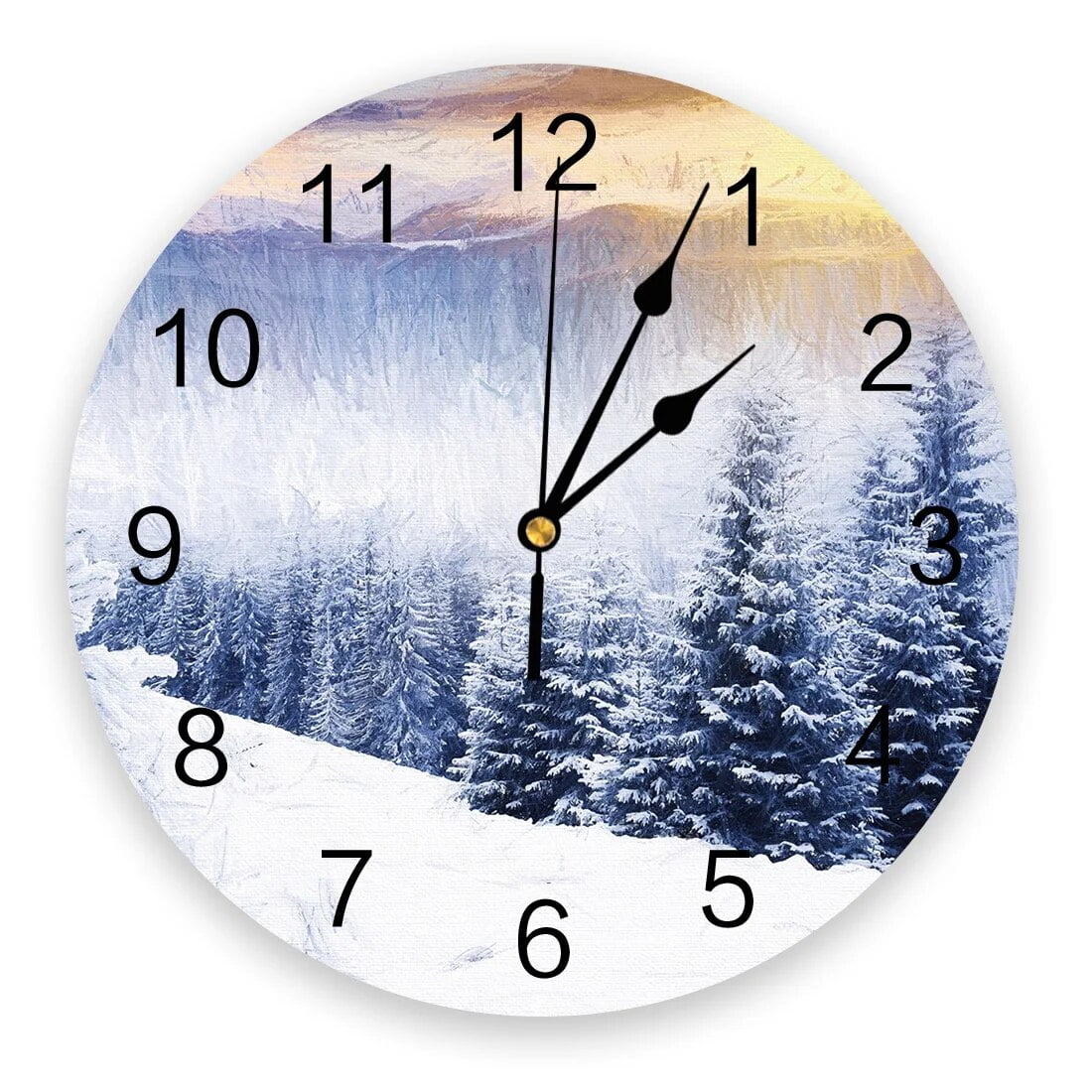 Winter Forest Sunset Landscape Wall Clocks Silent Home Cafe Office Wall ...
