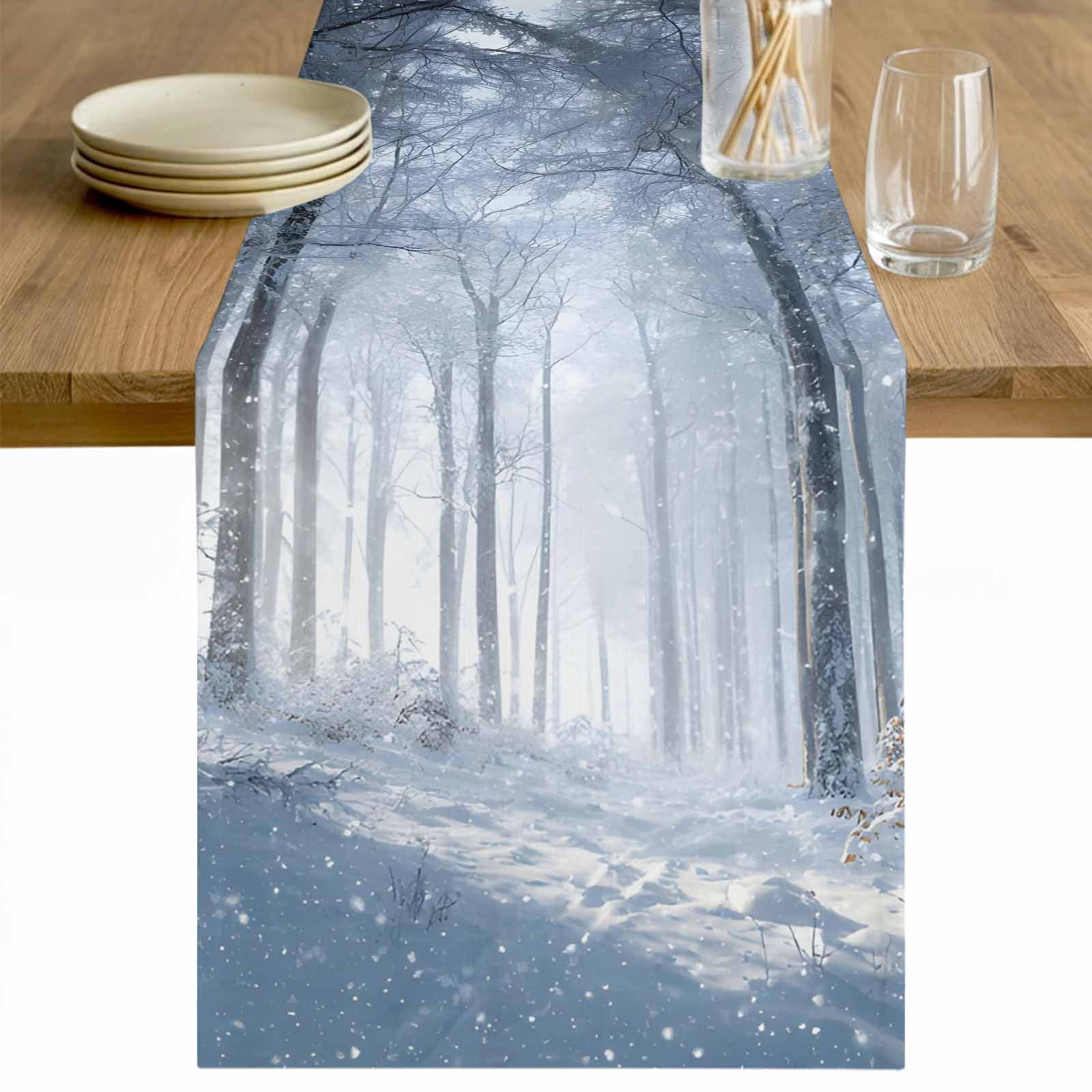 Winter Forest Table Runner 108 Inches Long Farmhouse Dress Scarves ...