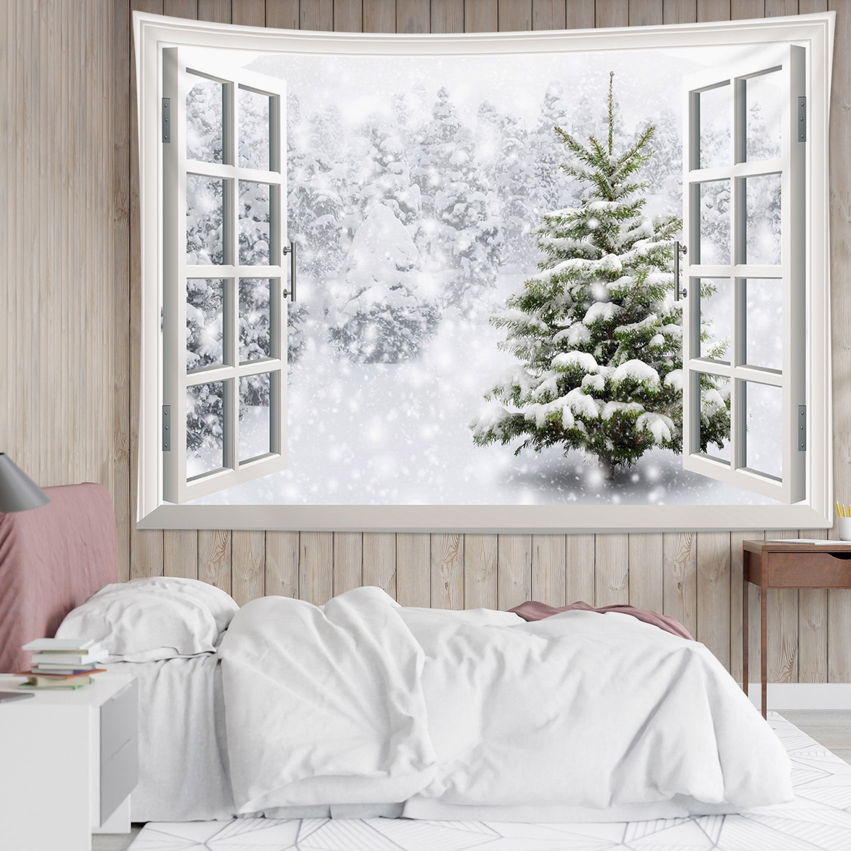 Winter Forest Tapestry for Bedroom Aesthetic Woodland Snow Scene ...