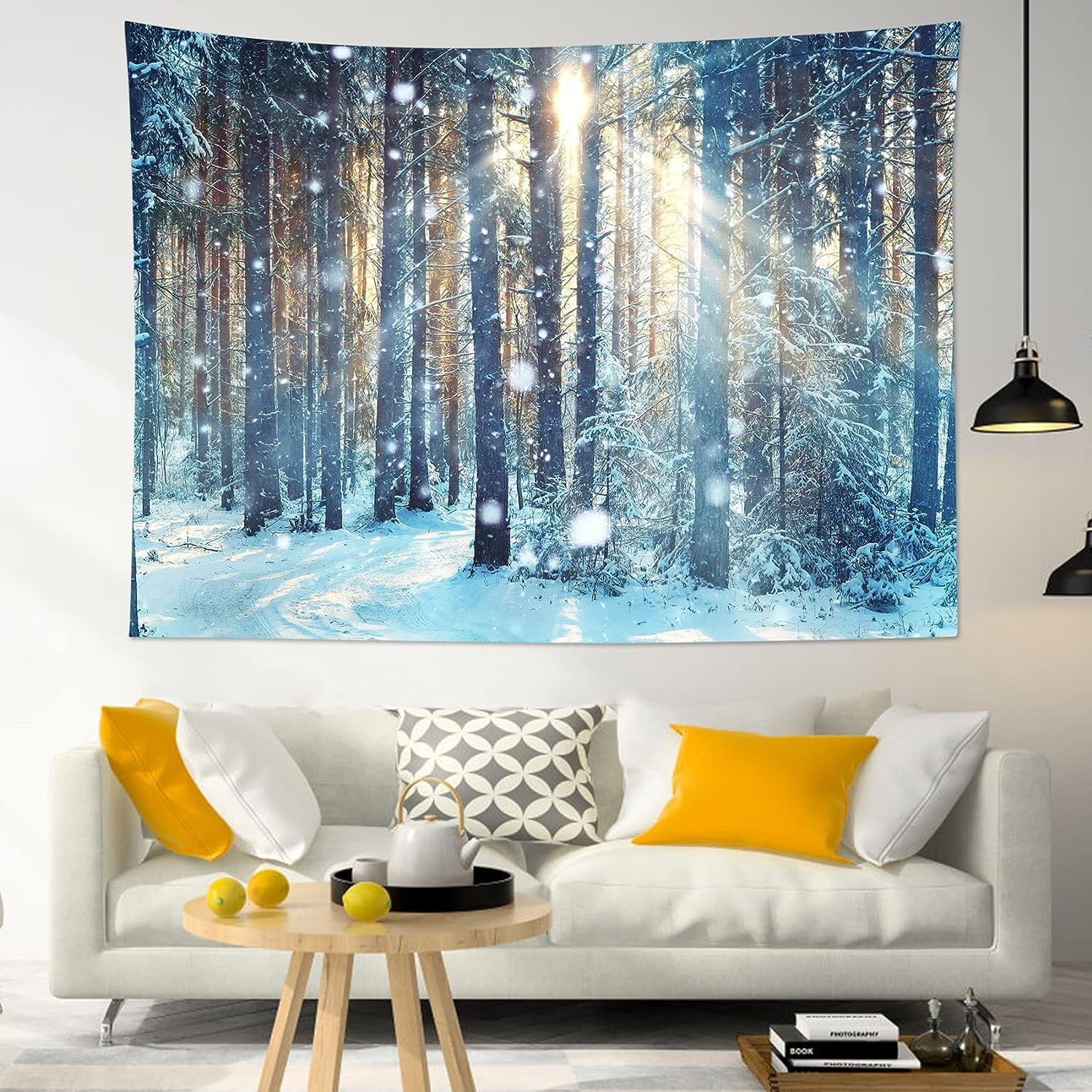Winter Forest Tapestry Wall Hanging Winter Snow Nature Landscape ...