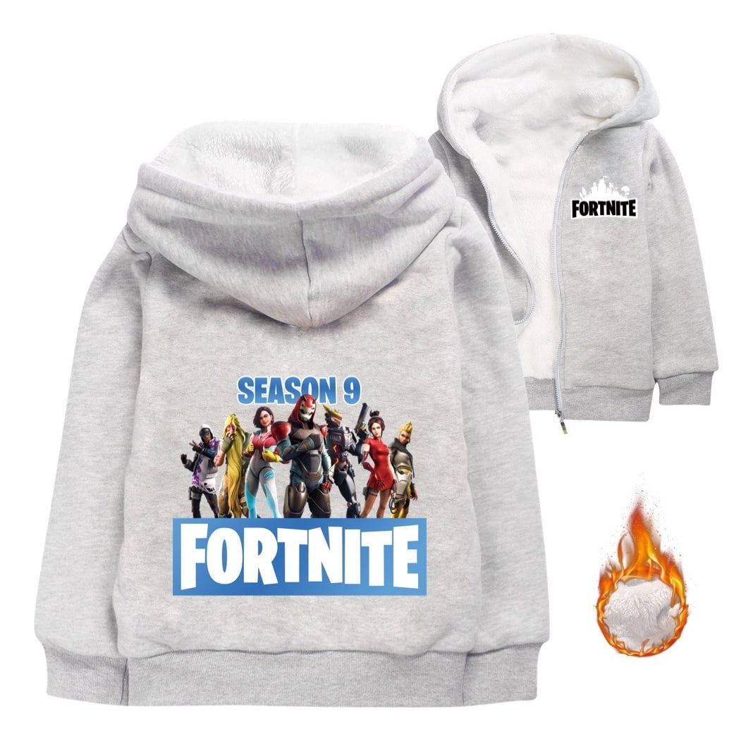 Winter Fortnite Zip-Up Hoodie - Warm Kids Jacket with Plush Fleece ...