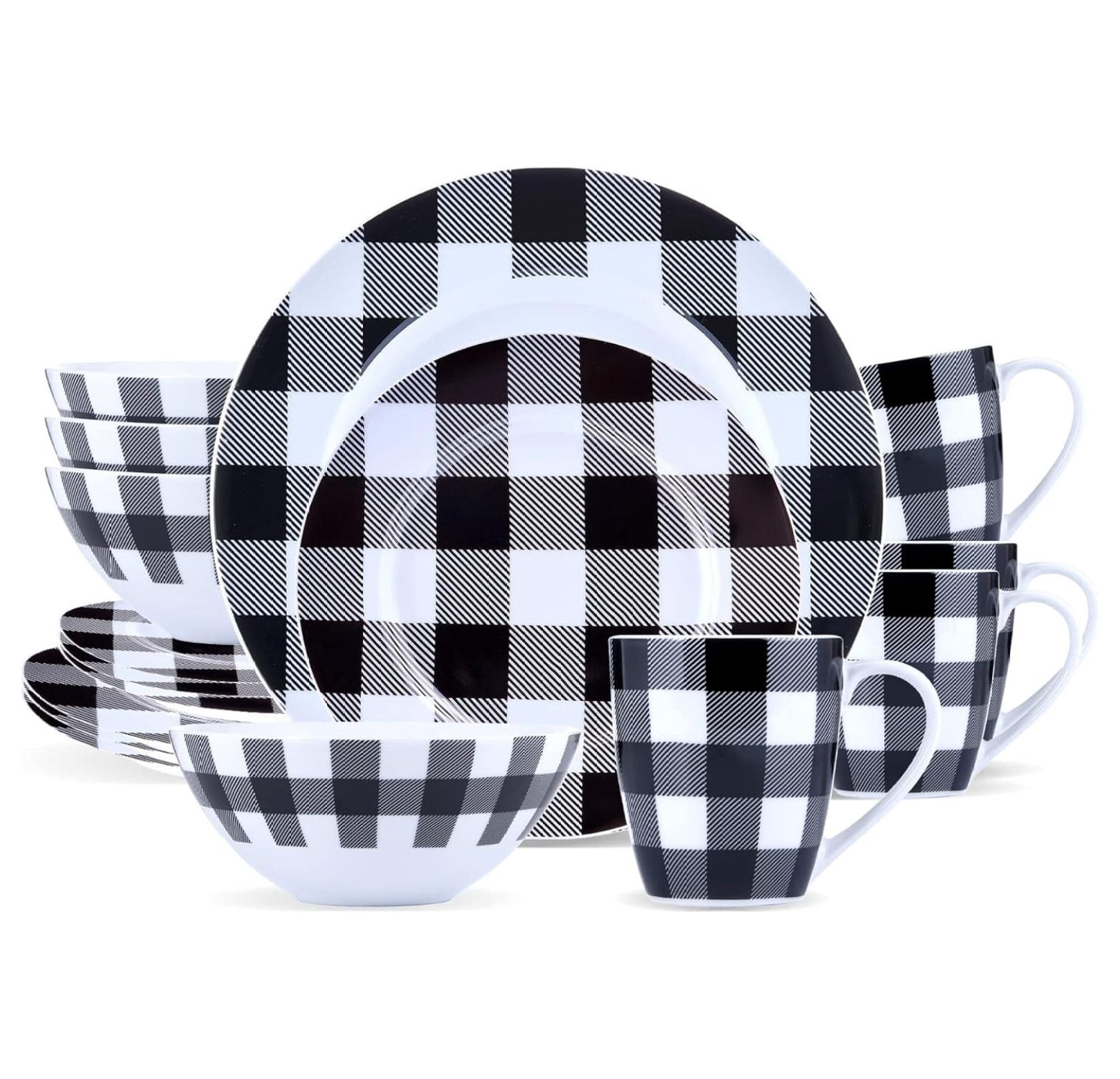 Winter Frost White, Black Modern Kitchen Dinnerware Sets, Indoor and ...