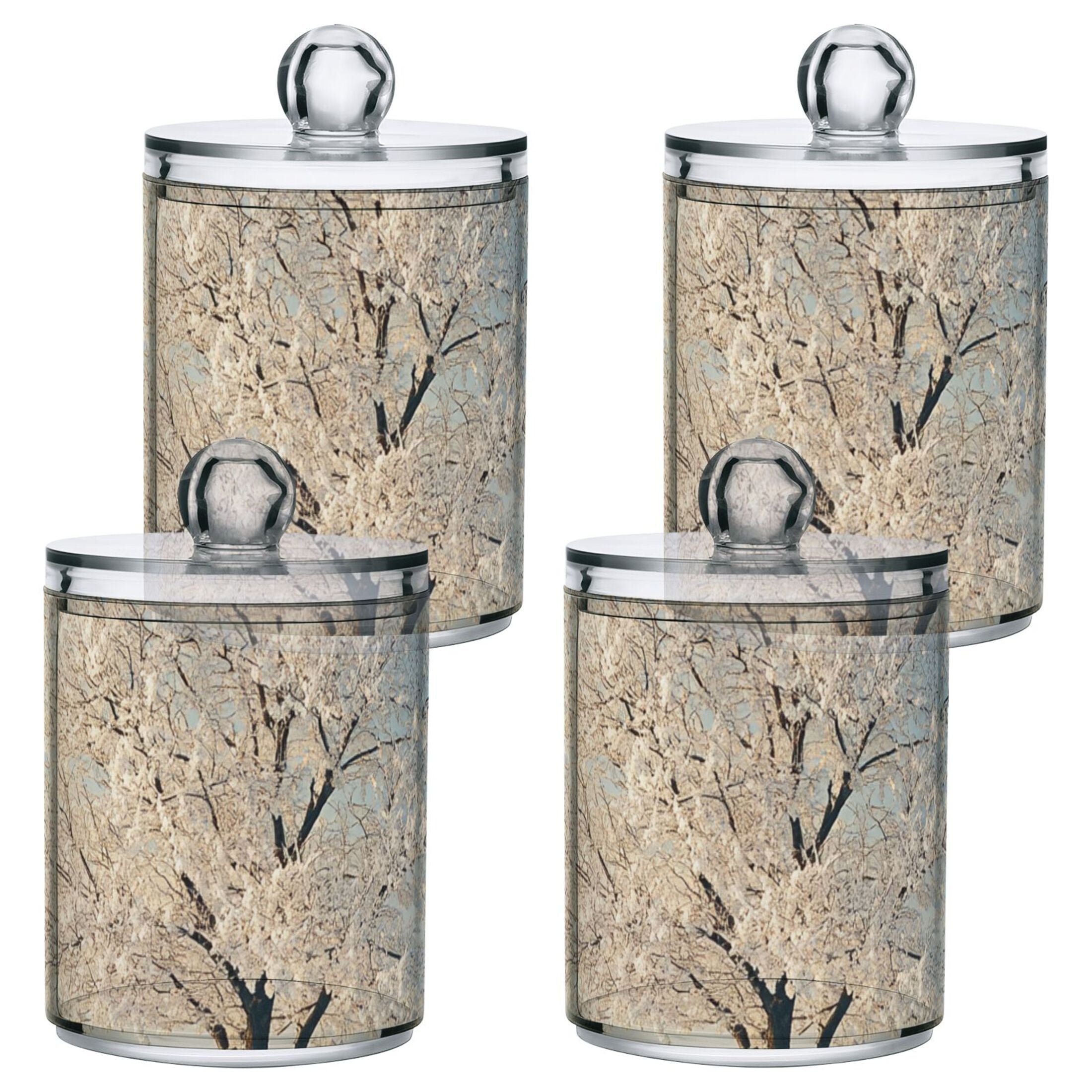 Winter Frosty Snow Tree Translucent Plastic Cans Storage Canisters with ...