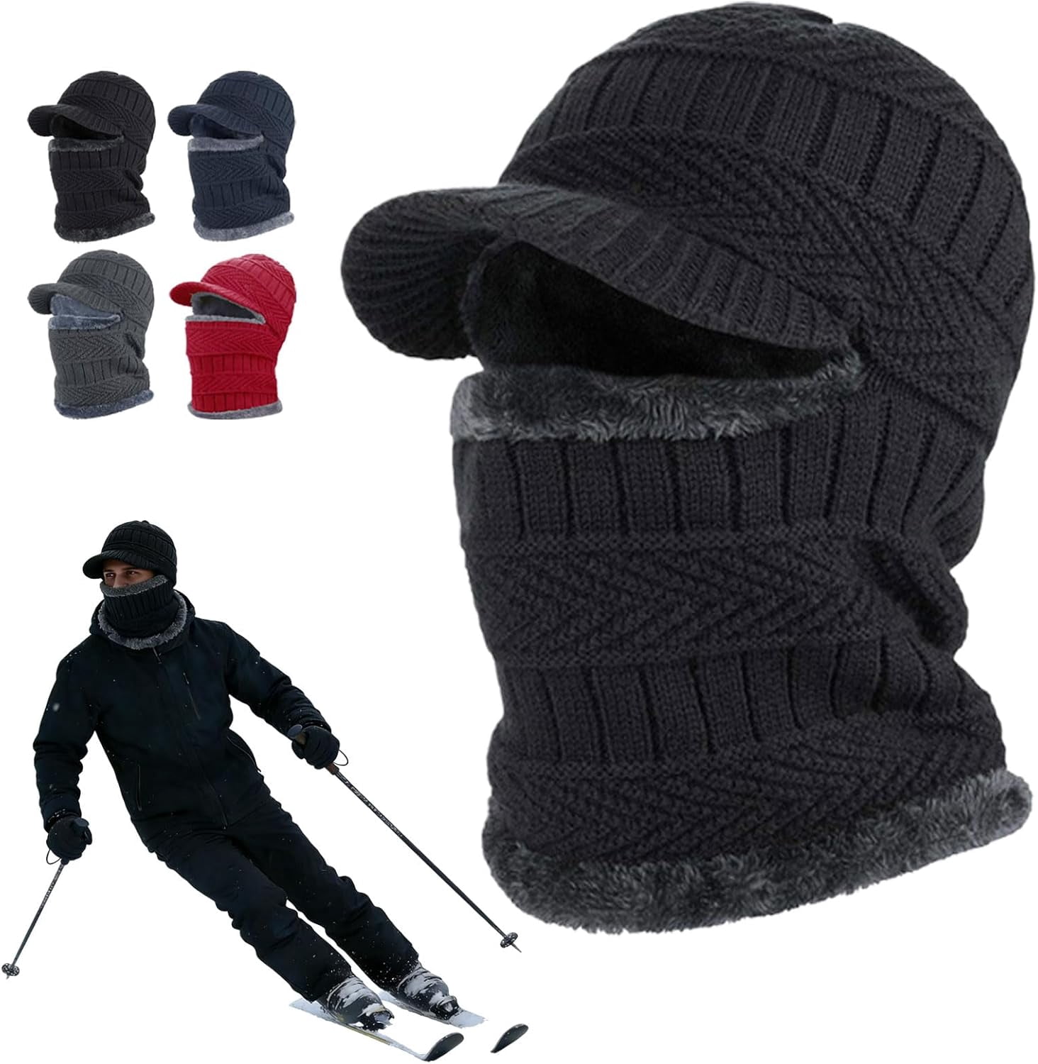 Winter Fullguard Beanie, Full Coverage Fleece Winter Hat with Face ...