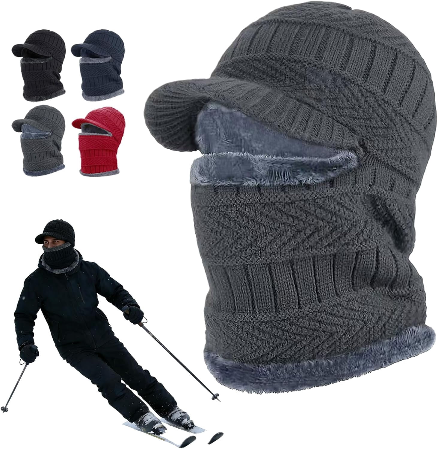 Winter Fullguard Beanie, Full Coverage Fleece Winter Hat with Face ...