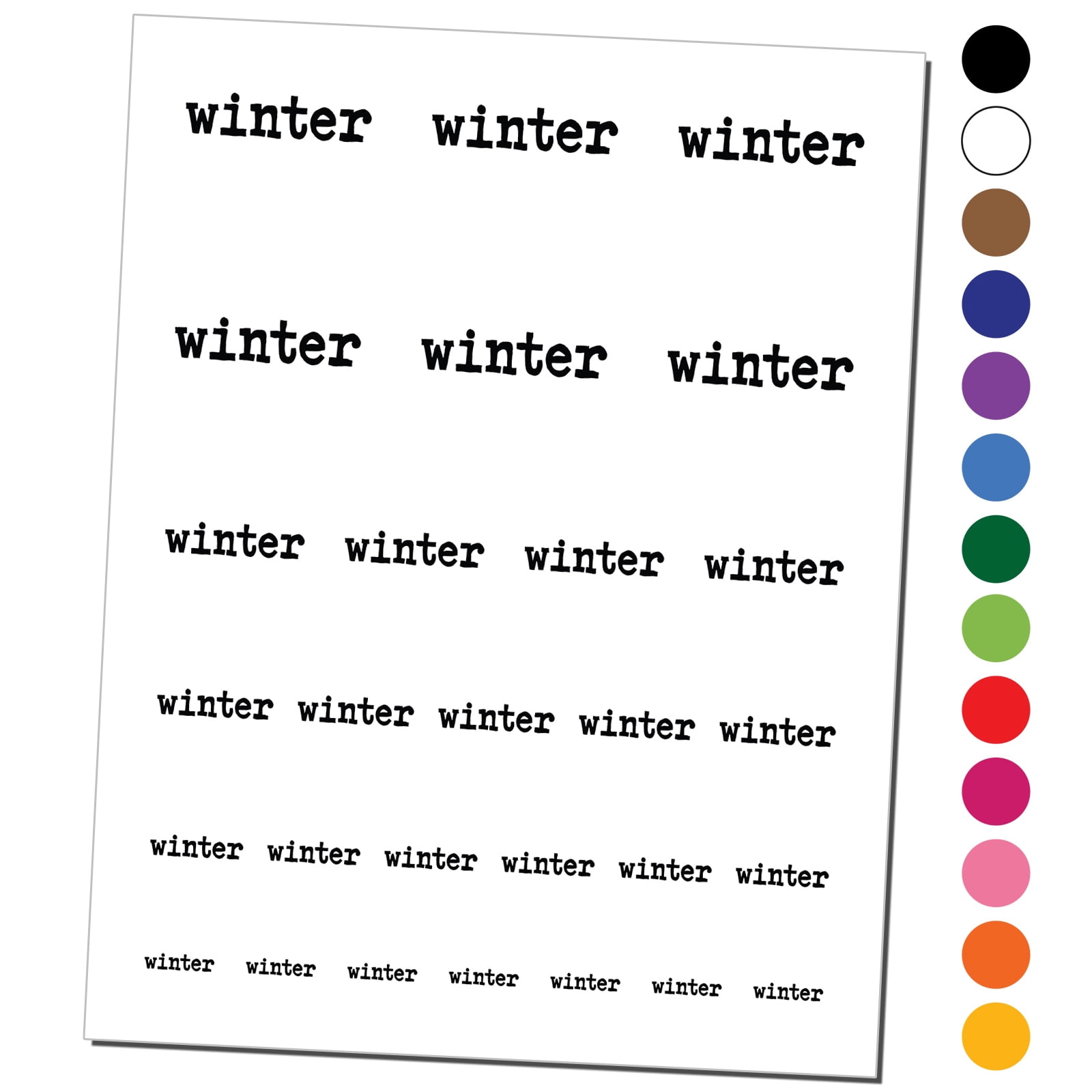 Winter Fun Text Water Resistant Temporary Tattoo Set Fake Body Art ...