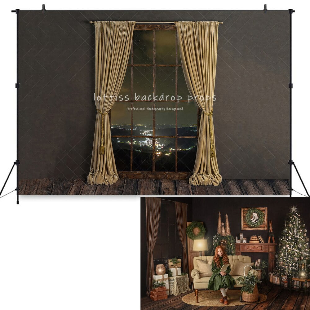Winter Fun Xmas Festivities Fireplace Backdrops Girl Kids Portrait ...