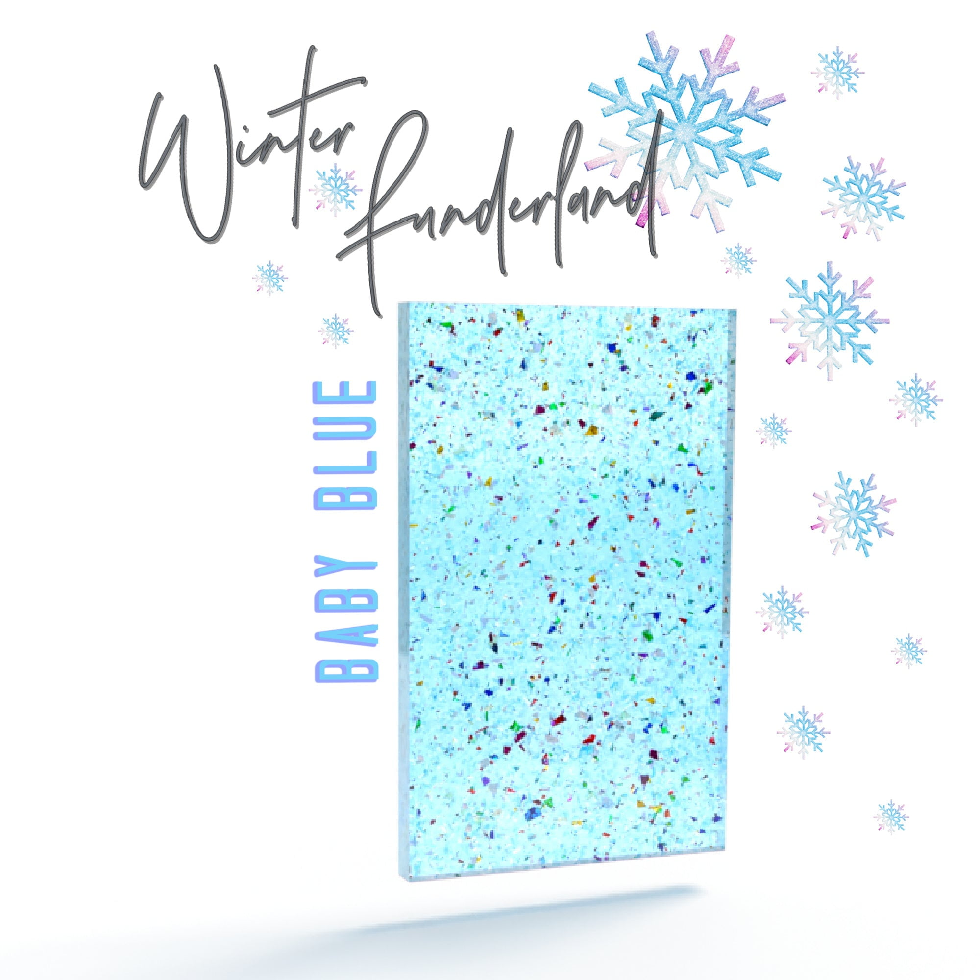 Winter Funderland Baby Blue Glitter Cast Acrylic Sheet - Walmart.com