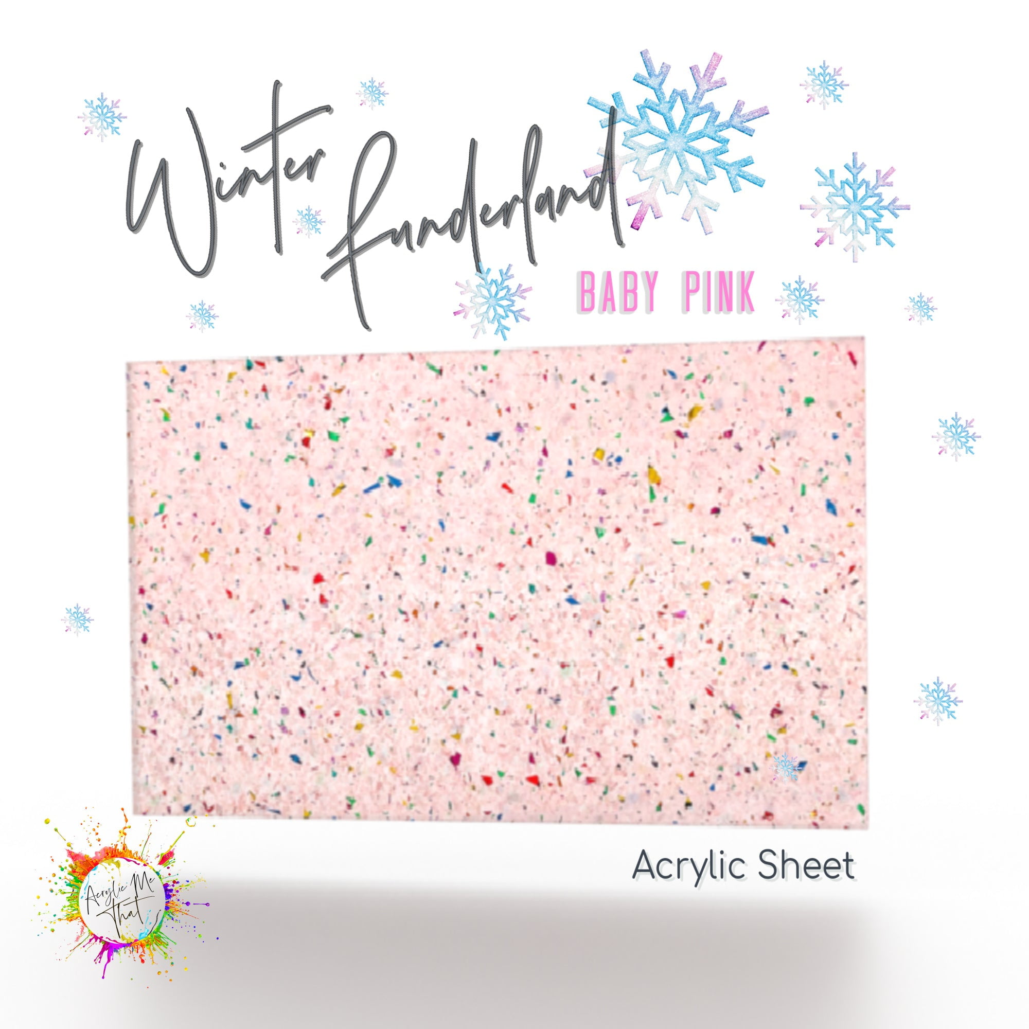 Winter Funderland Pink Glitter Cast Acrylic Sheet - Walmart.com