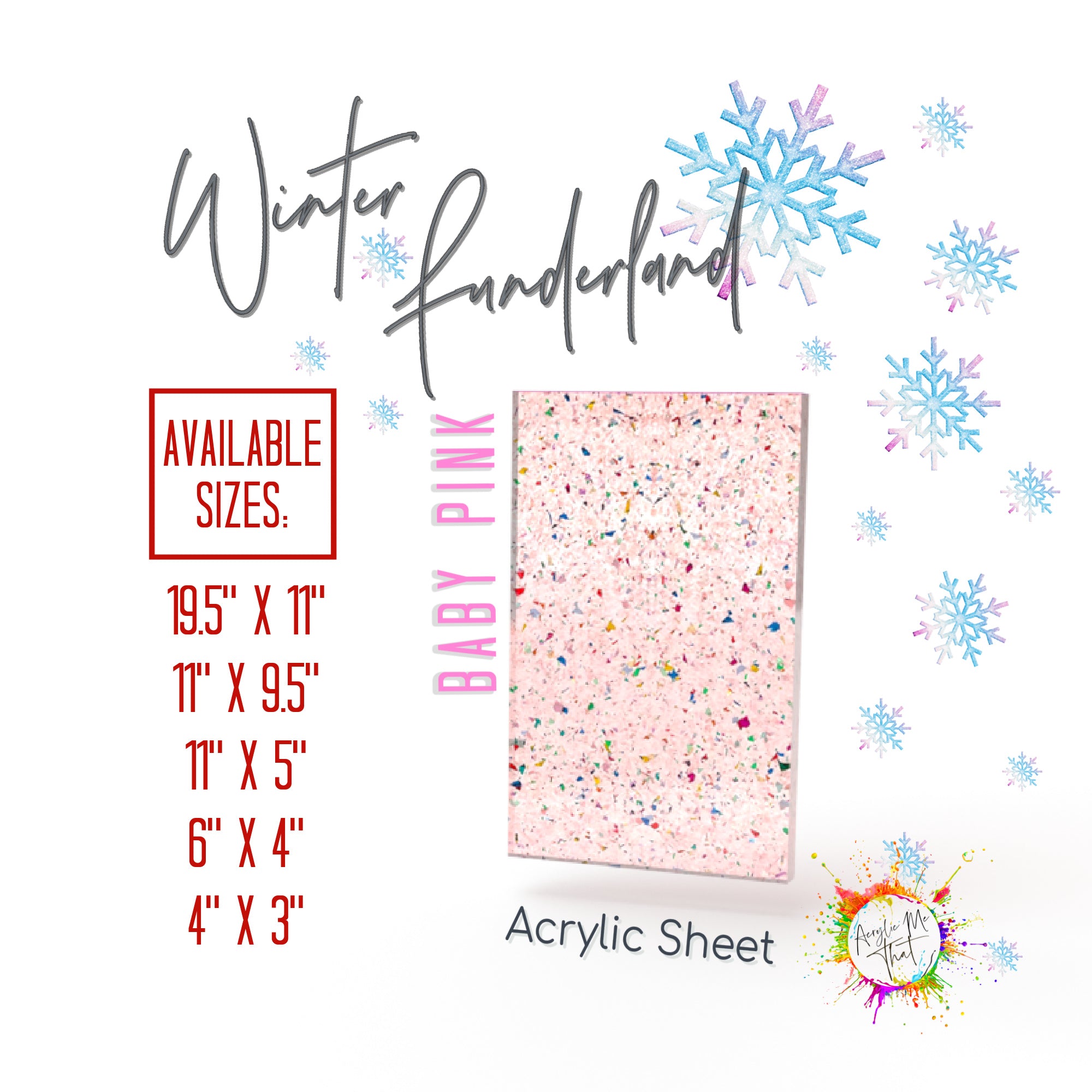 Winter Funderland Pink Glitter Cast Acrylic Sheet - Walmart.com