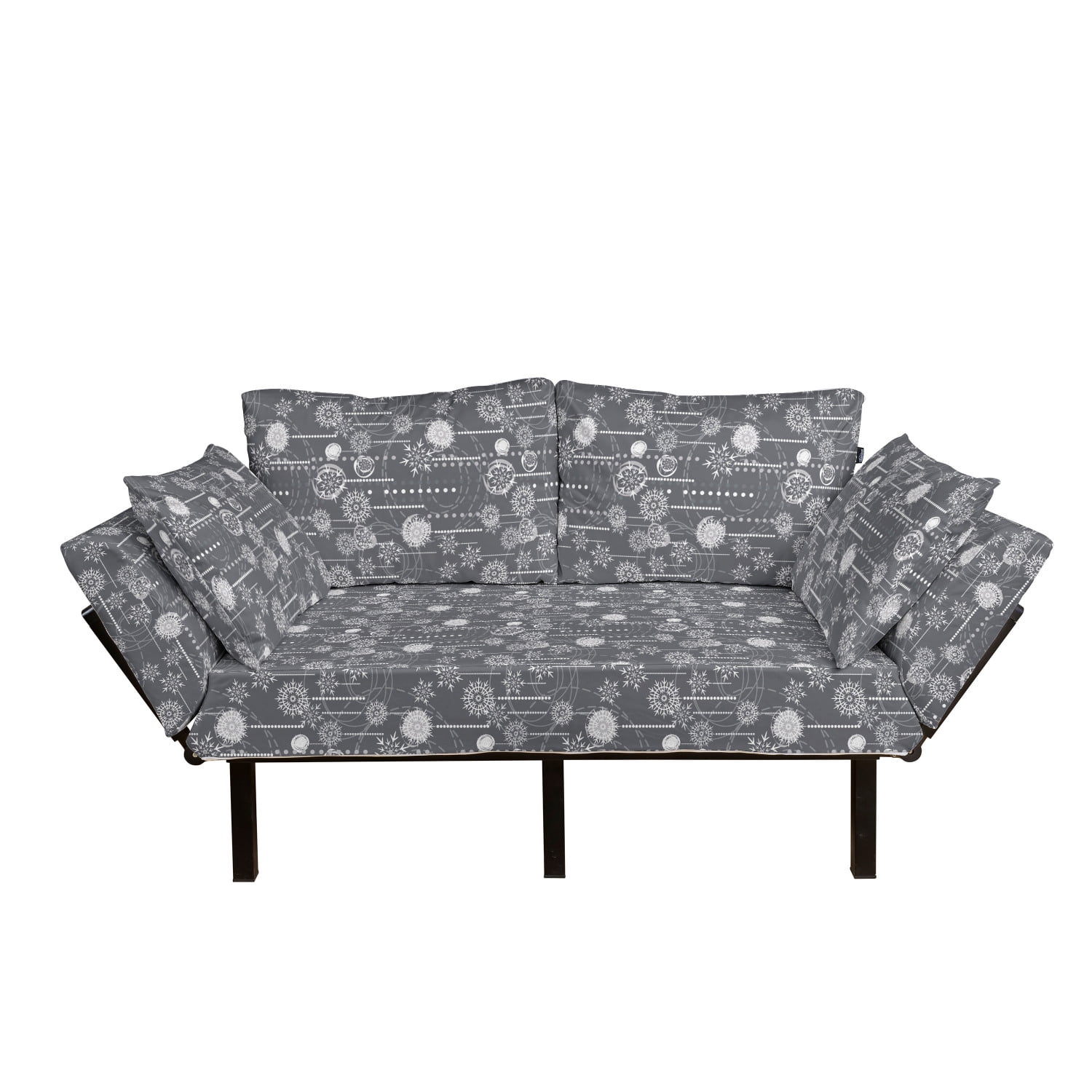 Winter Futon Couch, Monochrome Composition with Blizzard Romantic ...