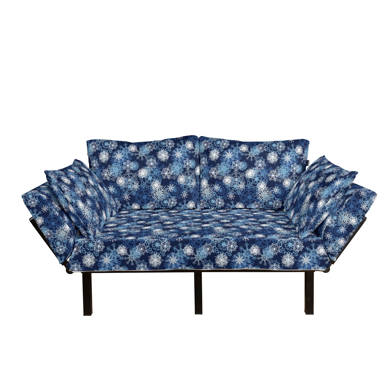 Winter Futon Couch, Various Different Ornate Snowflakes Blizzard Cold ...