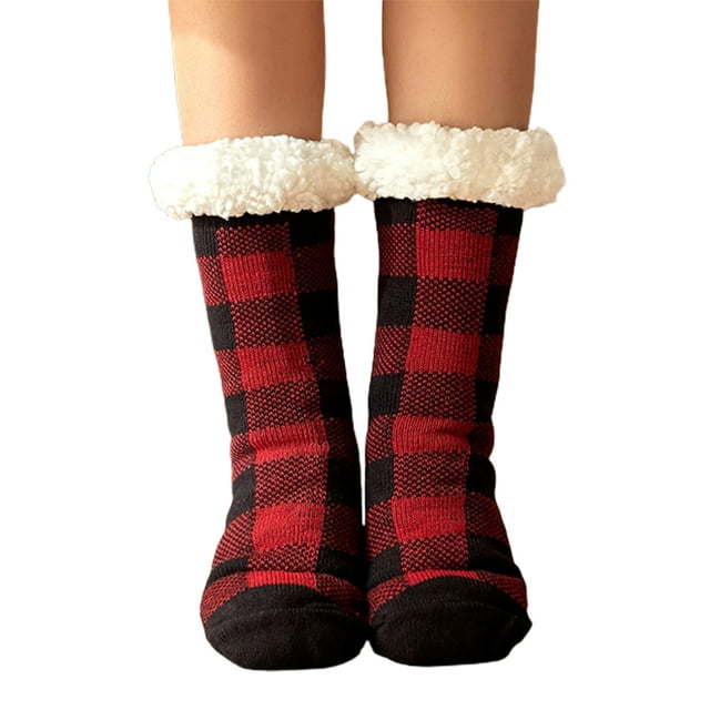 Winter Fuzzy Socks for Women Fleece-Lined Slipper Socks Fluffy Anti ...