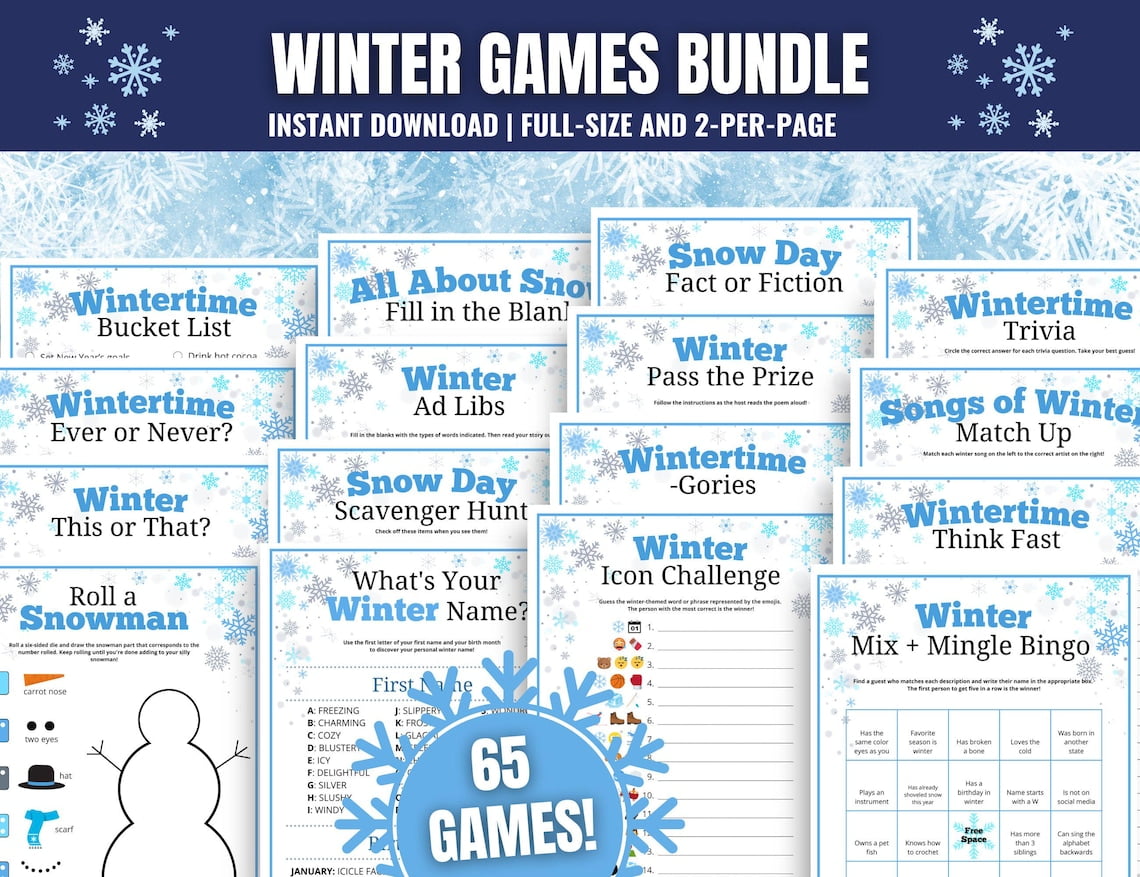 Winter Games Mega Bundle, 65 Party Activities and Icebreakers ...