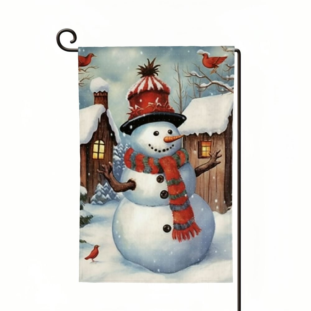 Winter Garden Flag Double Sided, Burlap Small Vertical Snowman Garden ...