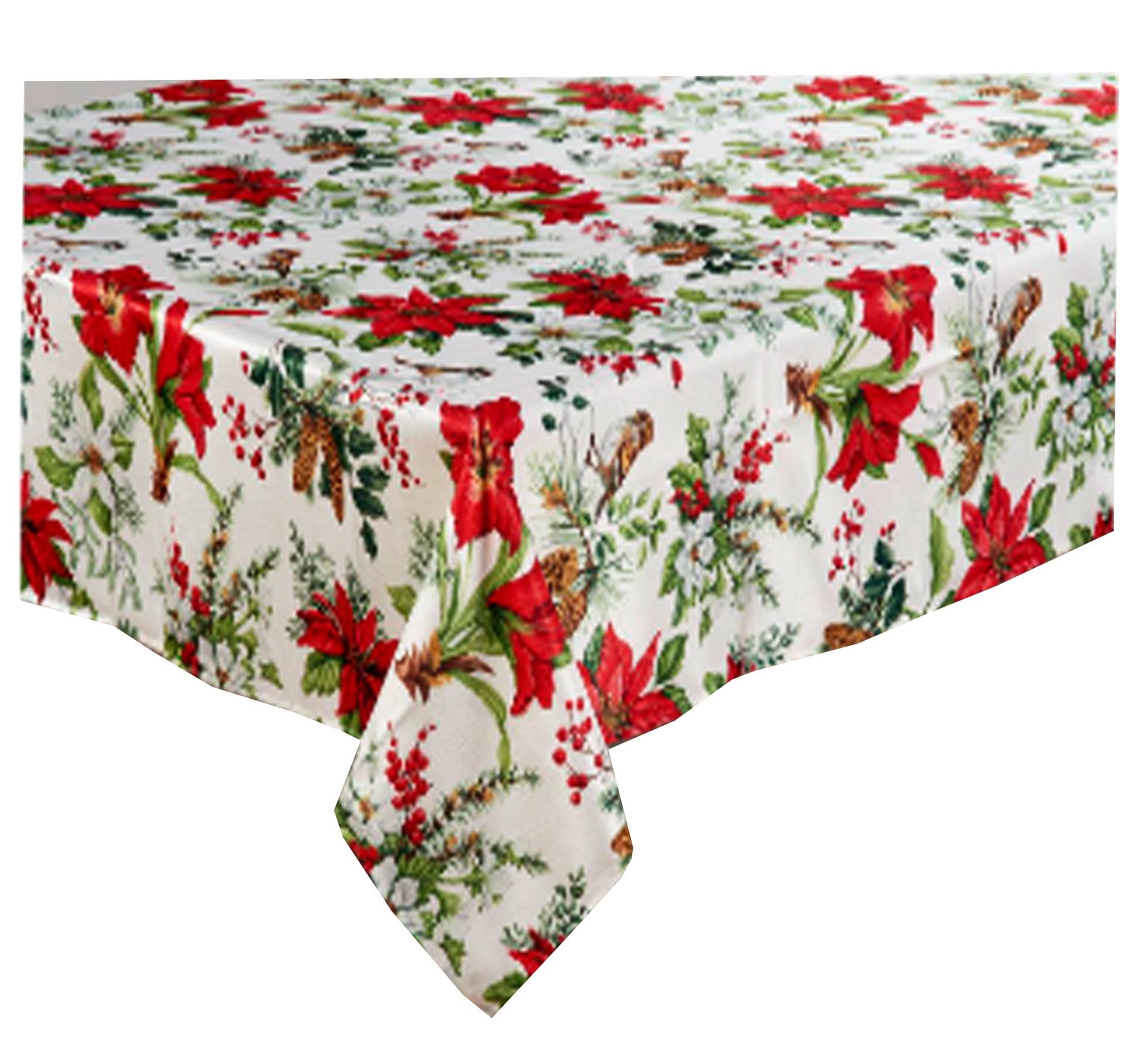 Winter Garden Tablecloth Christmas Amaryllis Birds Multi-color Benson ...